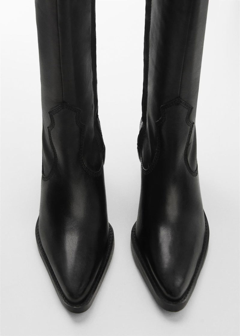 MANGO High Heel Leather Boot in Black | endource