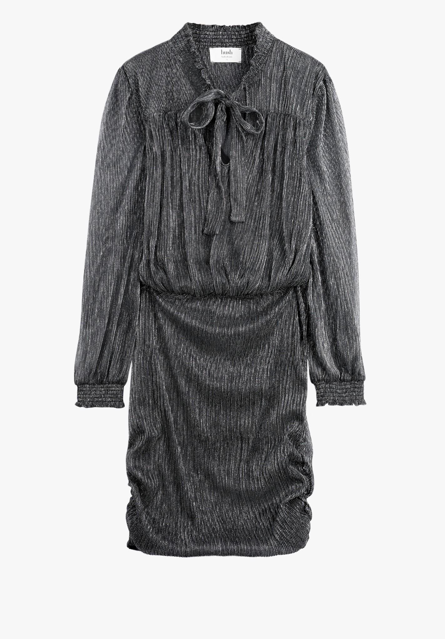 HUSH Metallic Shimmer Dress in Silver/Black | endource