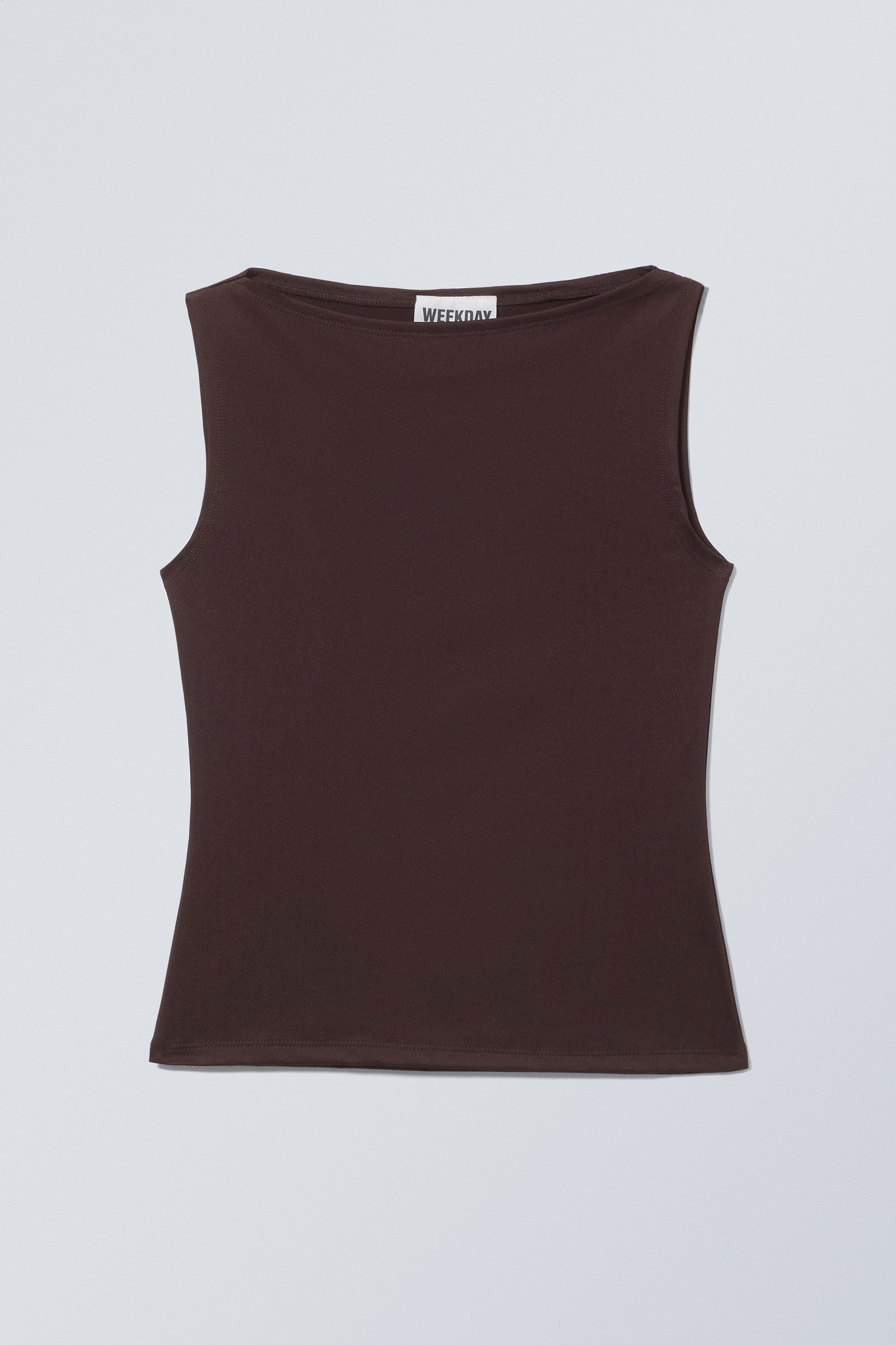WEEKDAY Annie Sleeveless Boat-Neck Top in Dark Plum | endource