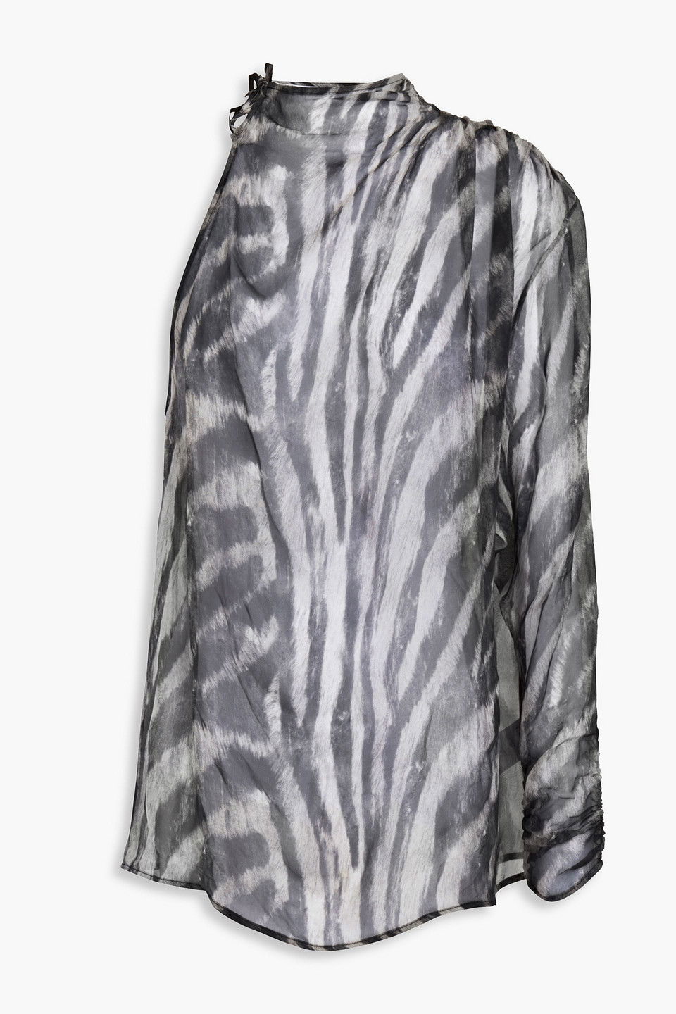 IRO Gaiane One-Shoulder Zebra-Print Silk-Voile Top in Animal Print ...