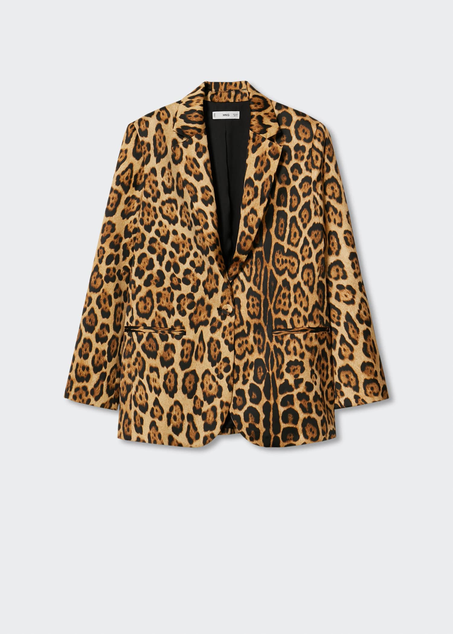 MANGO Animal Print Suit Blazer in Medium Brown | endource