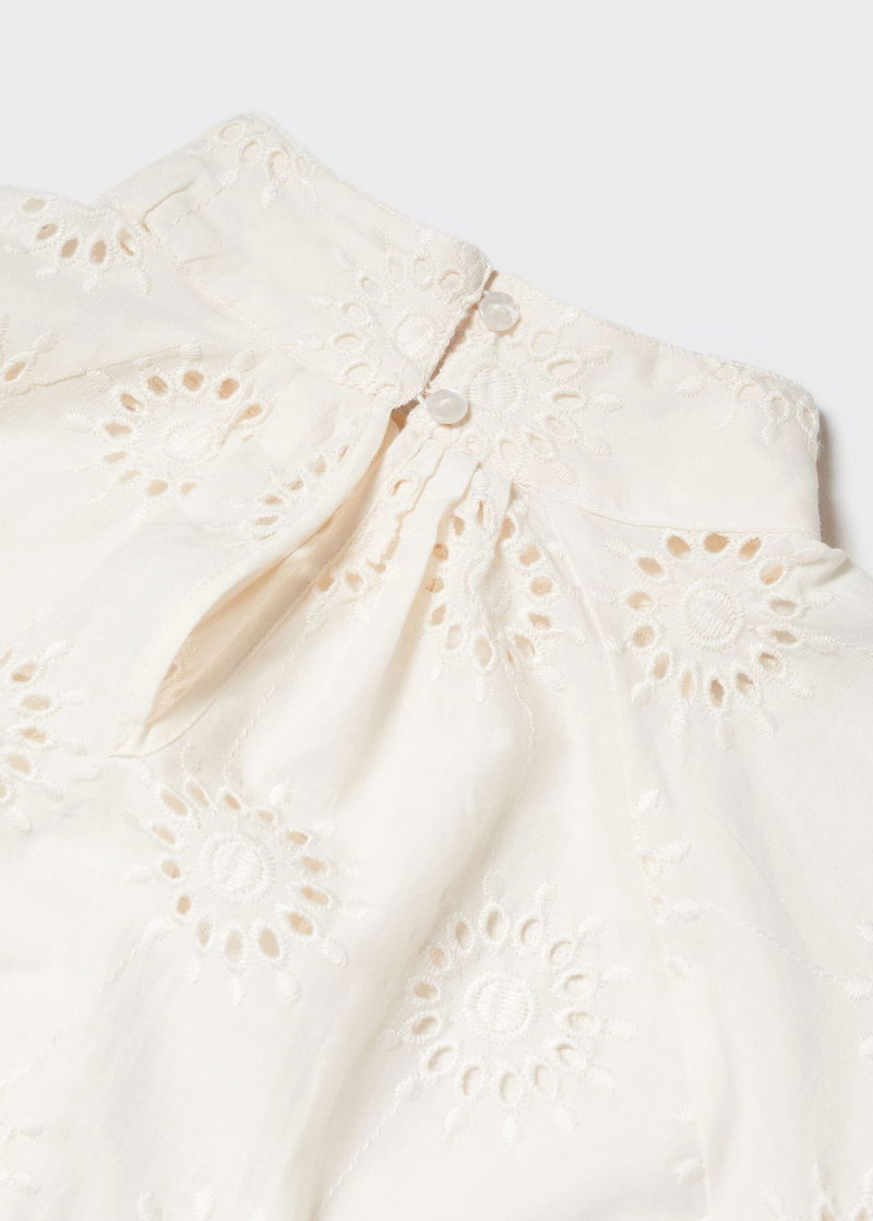 MANGO Openwork Embroidered Blouse in Ecru | Endource