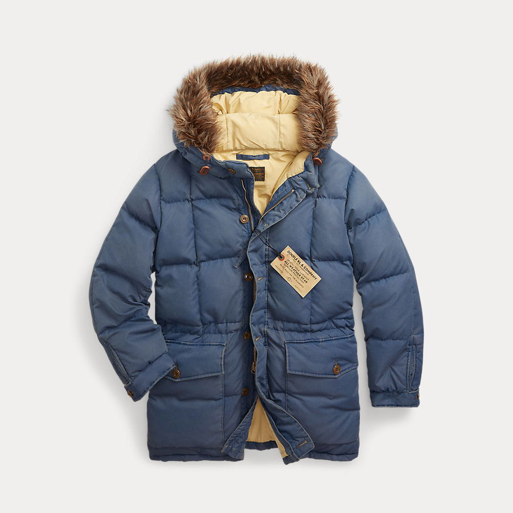 RALPH LAUREN RRL Faux-Fur-Trim Quilted Jacket in Blue | endource