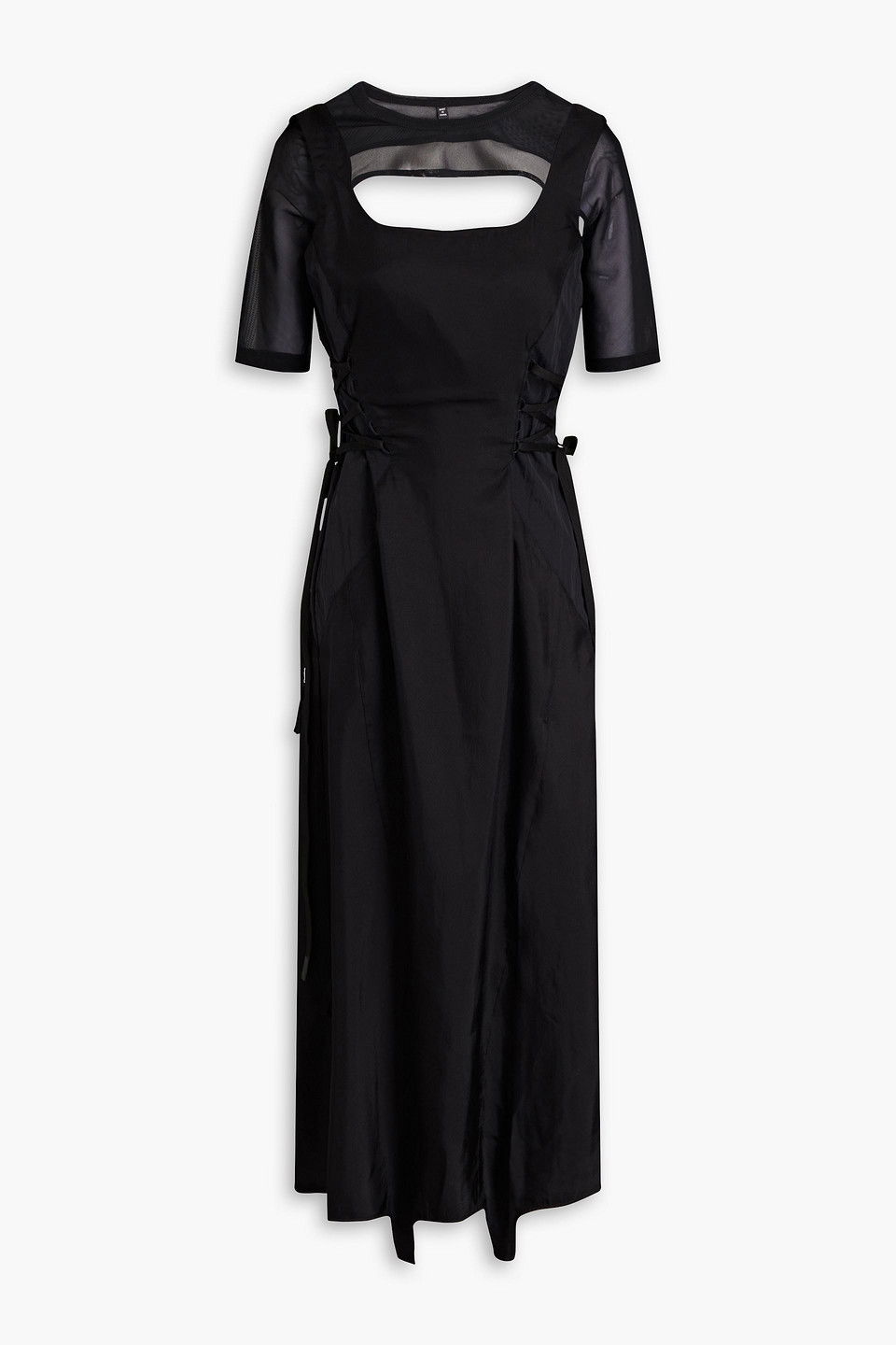 MCQ ALEXANDER MCQUEEN Layered Shell-Paneled Satin-Twill Midi Dress in ...