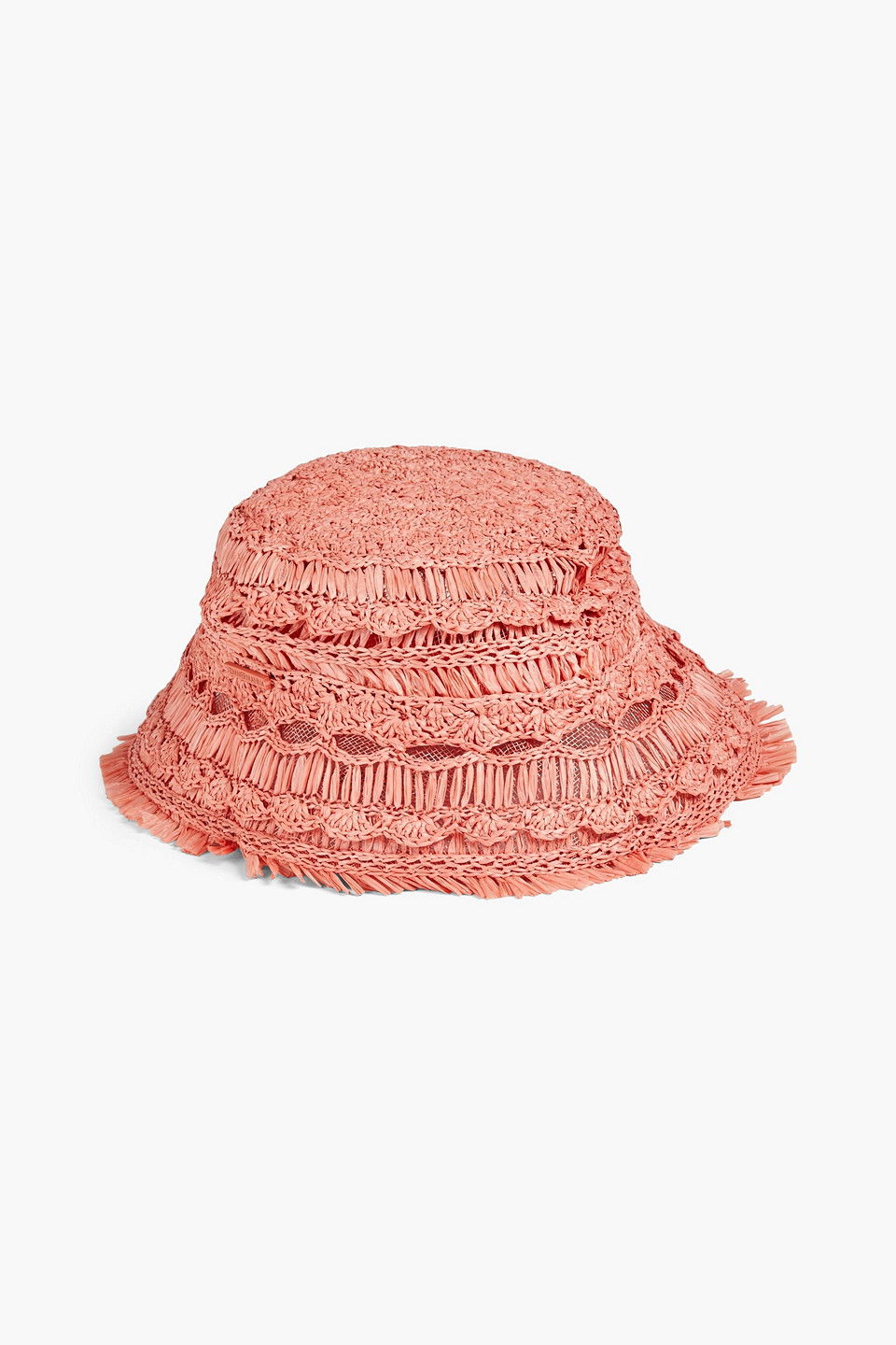 ZIMMERMANN Crocheted Faux Raffia Bucket Hat in Orange | endource