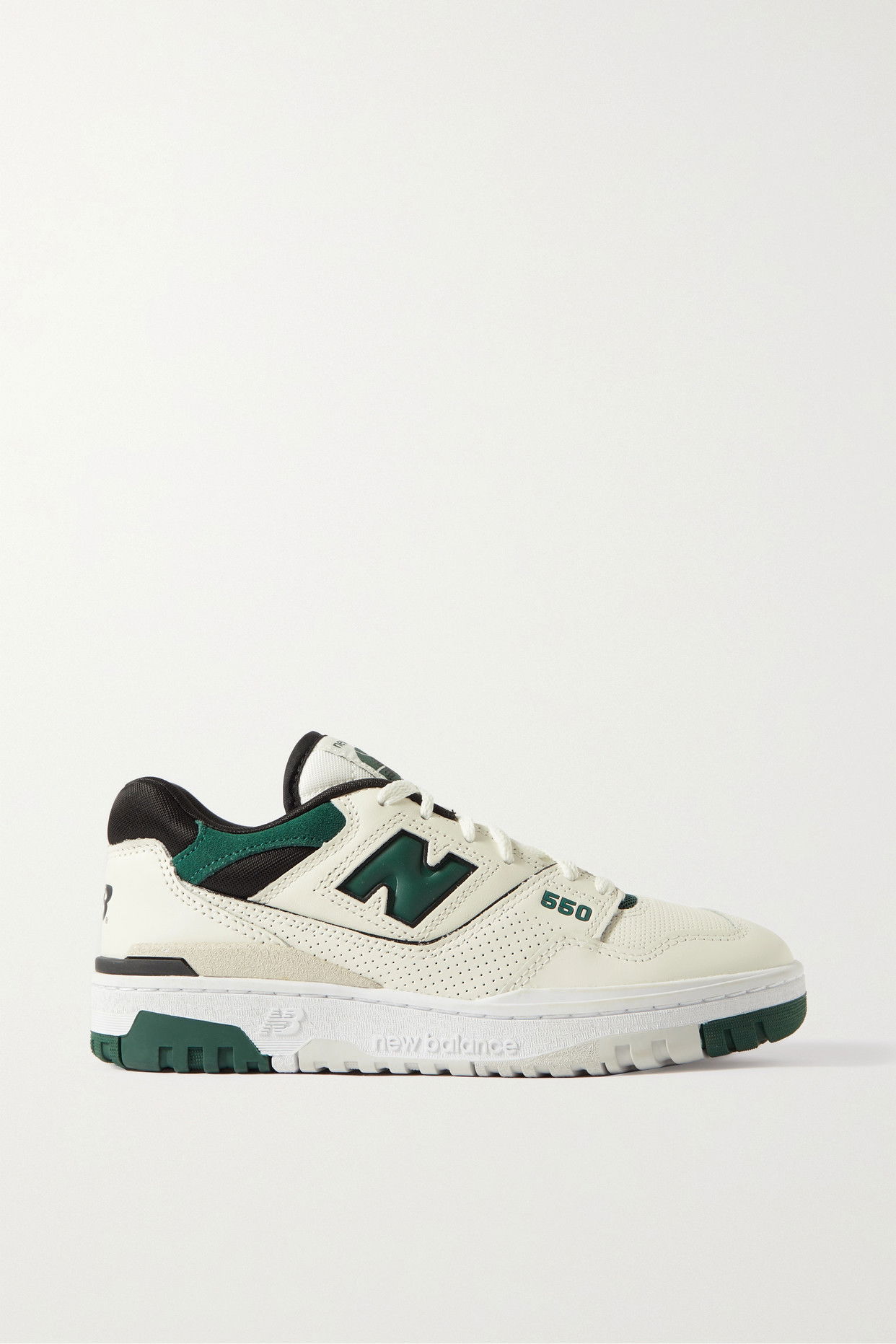 NEW BALANCE 550 Mesh-Trimmed Leather Sneakers in Cream | endource