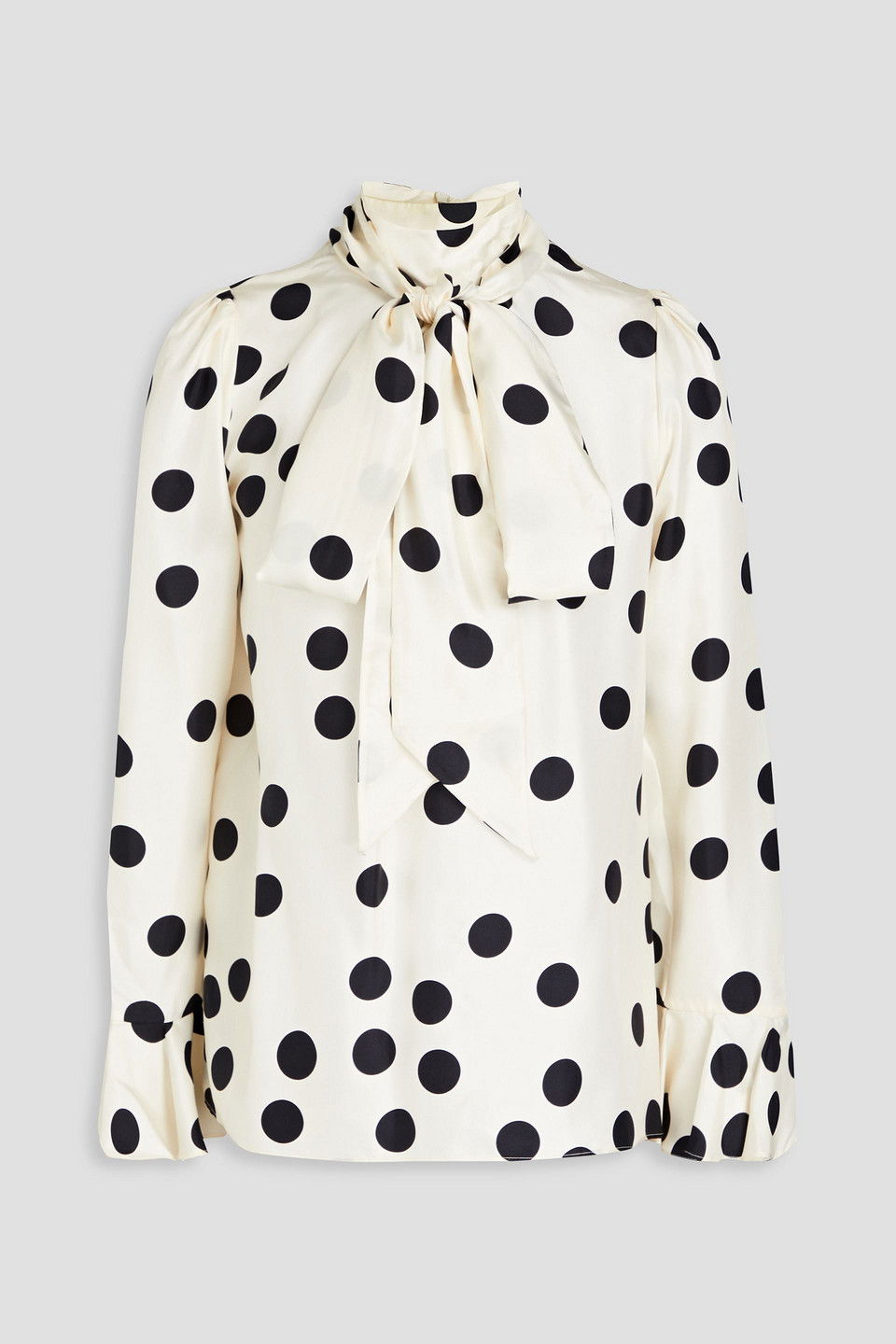 ZIMMERMANN Pussy-Bow Polka-Dot Silk-Twill Blouse in White | endource