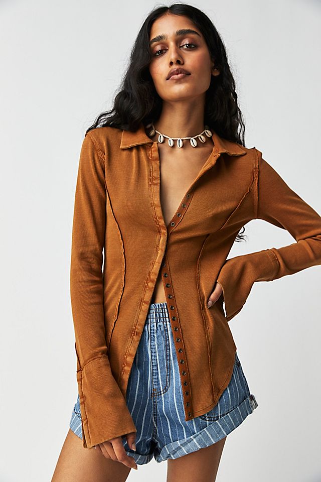 FREE PEOPLE We The Free - Dropping Tears Shirting in Summer Fig | endource