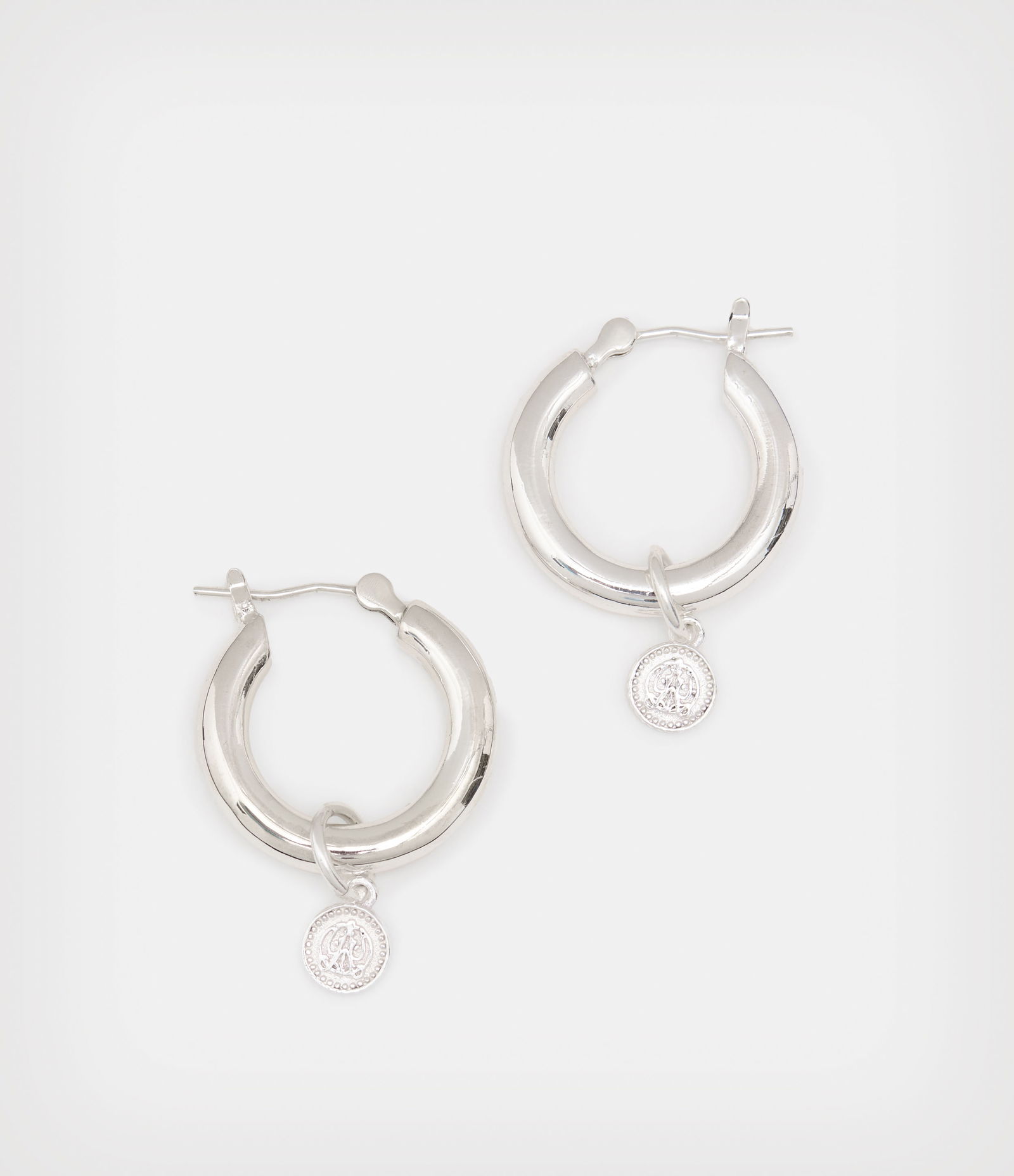 ALLSAINTS Erin Coin Sterling Silver Hoop Earrings | endource
