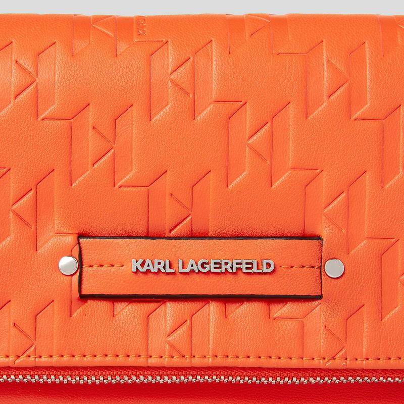 KARL LAGERFELD K/Kushion Monogram-Embossed Wallet On Chain in Orange ...