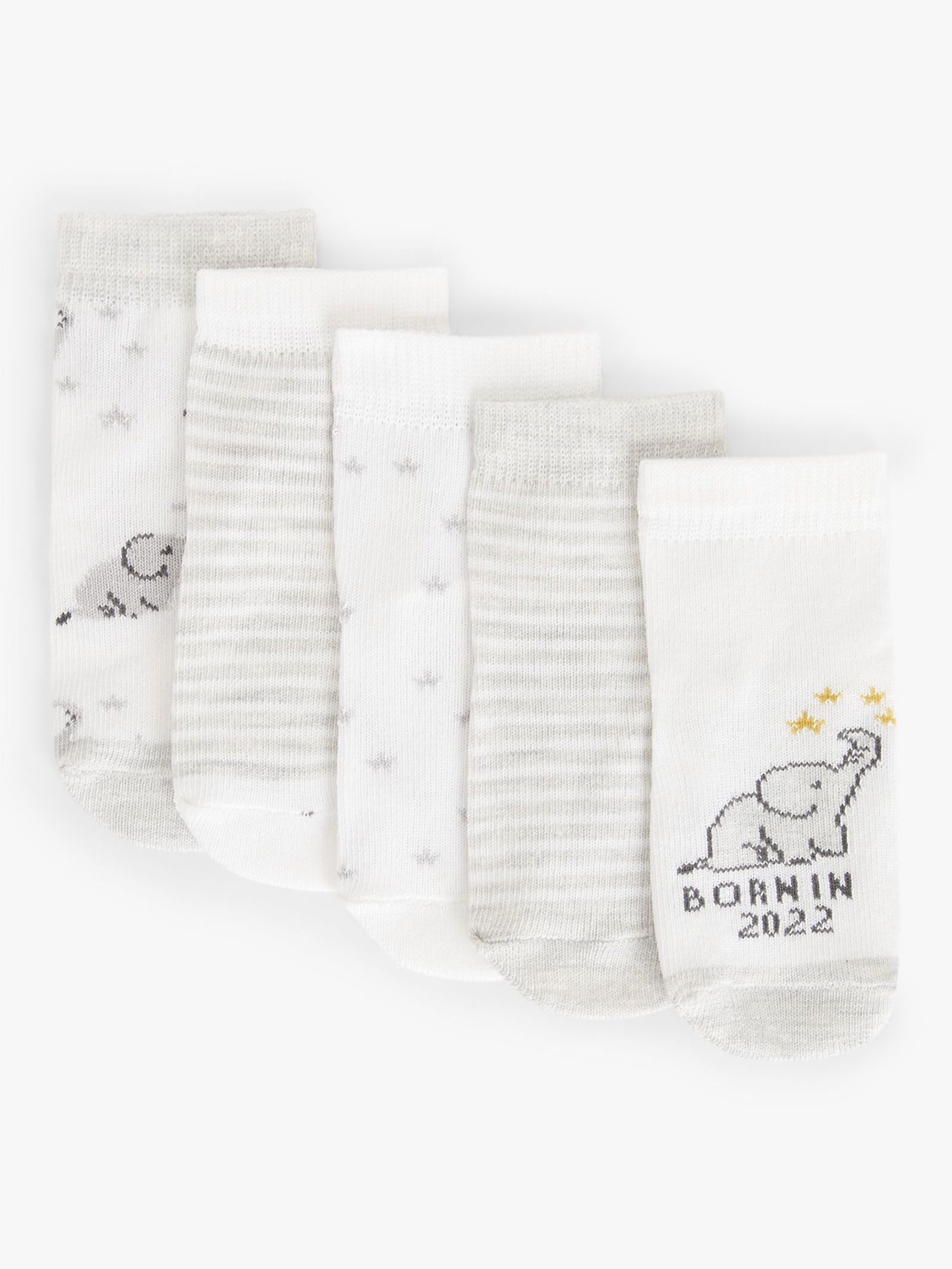 JOHN LEWIS Born In 2022 Socks, Pack Of 5 in White | endource