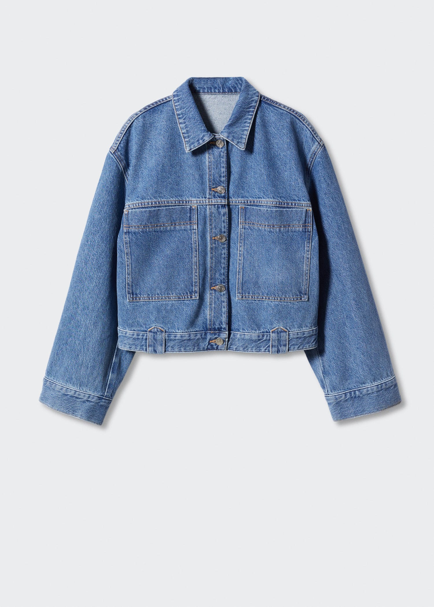 MANGO Pocketed Denim Jacket in Medium Blue | Endource