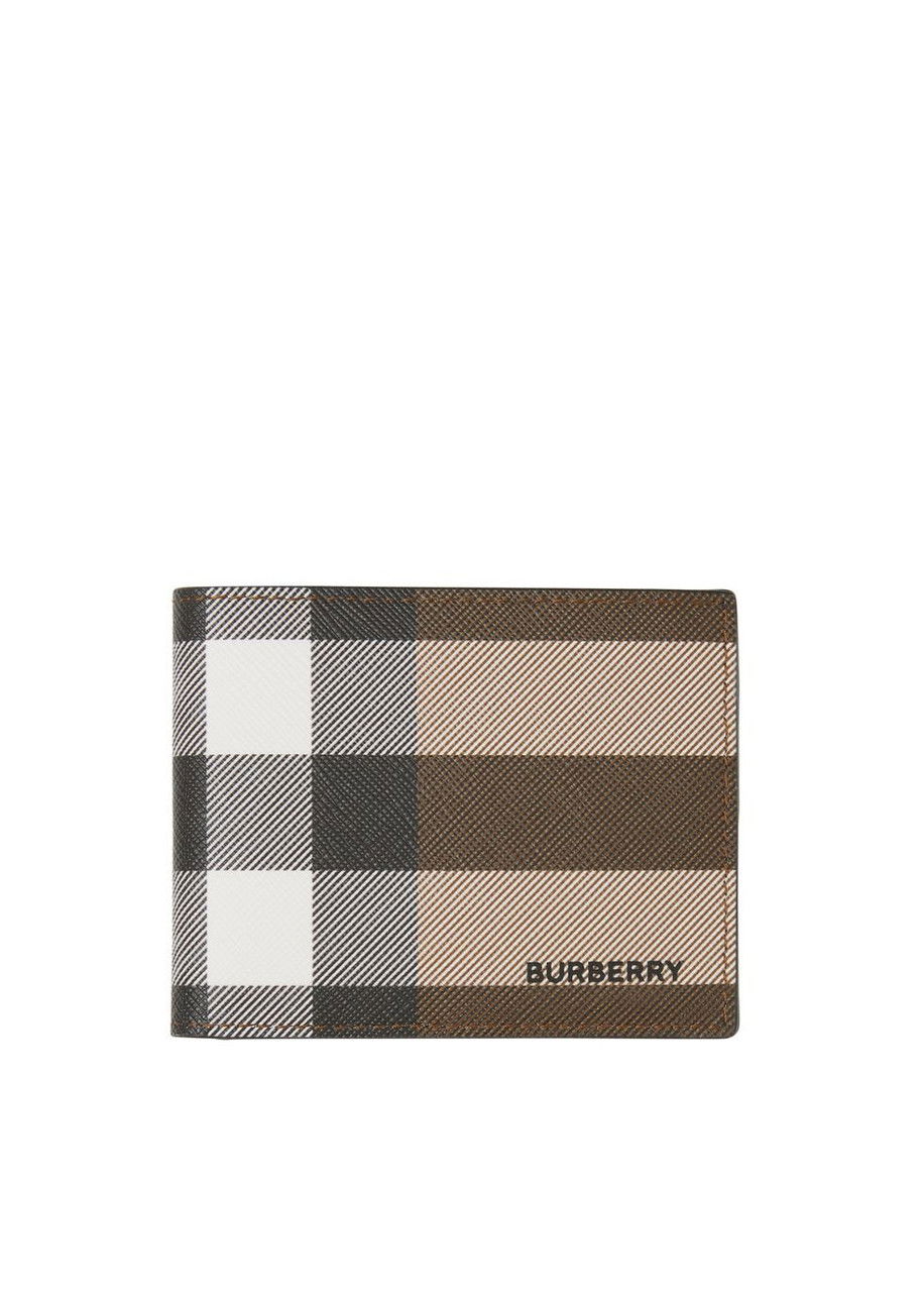 BURBERRY Check And Leather Slim Bifold Wallet | endource