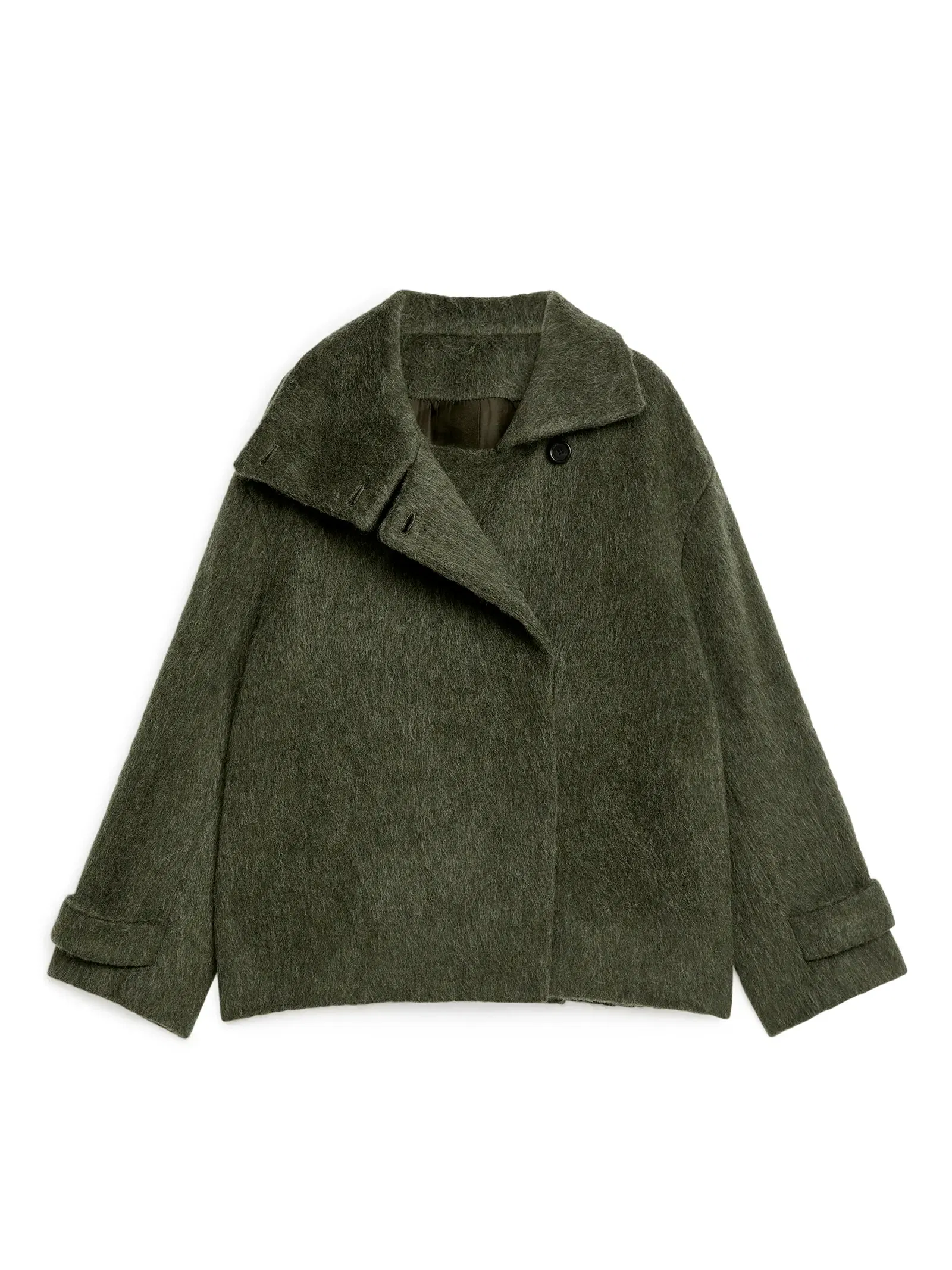 ARKET Fuzzy Wool-Blend Jacket in Dark Green | endource