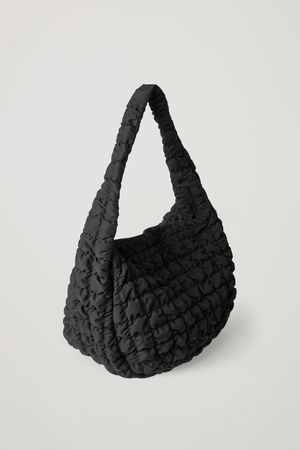 COS Recycled Polyester Quilted Oversized Shoulder Bag in Black | endource