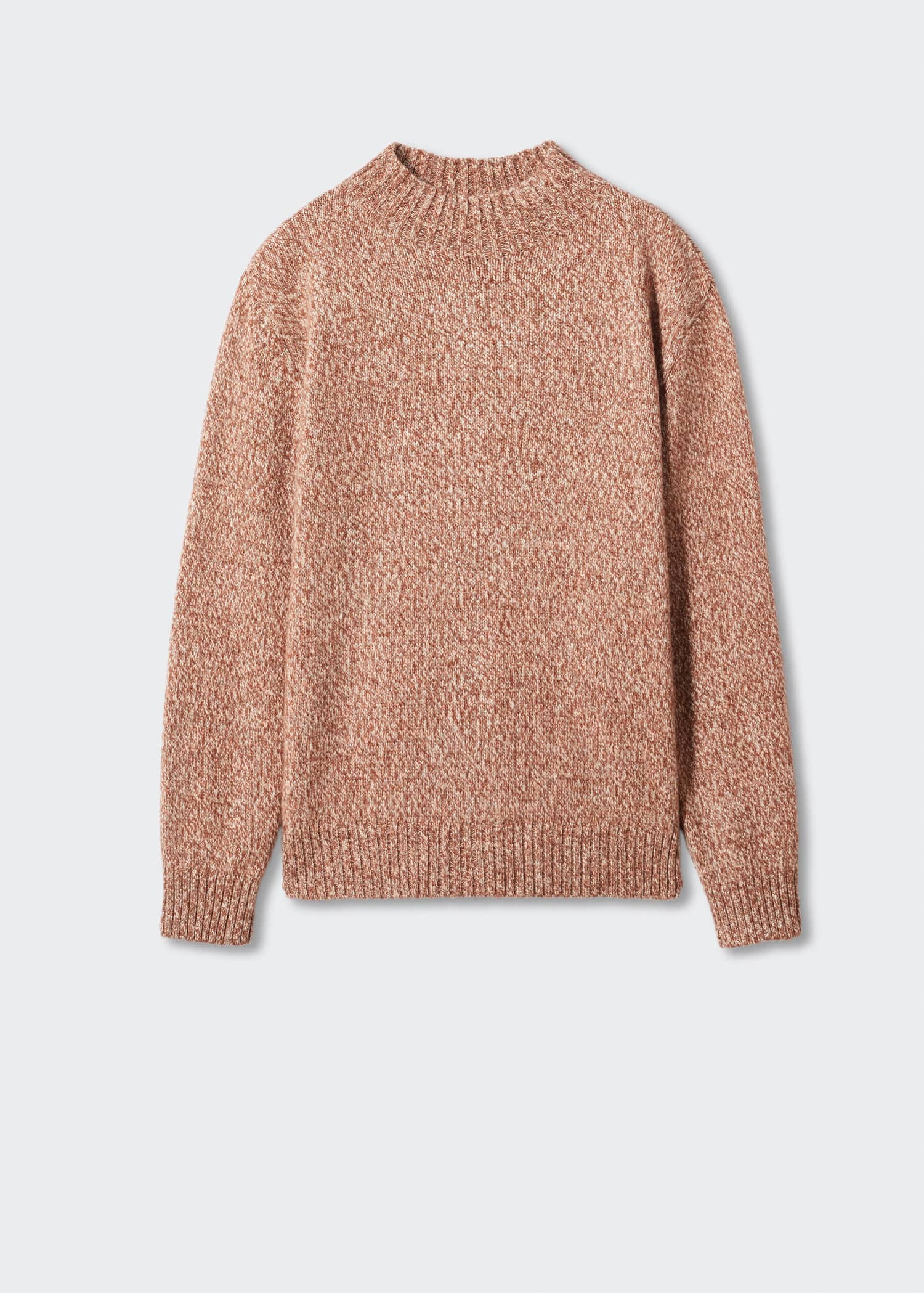 MANGO Flecked High Collar Sweater in Brown | Endource