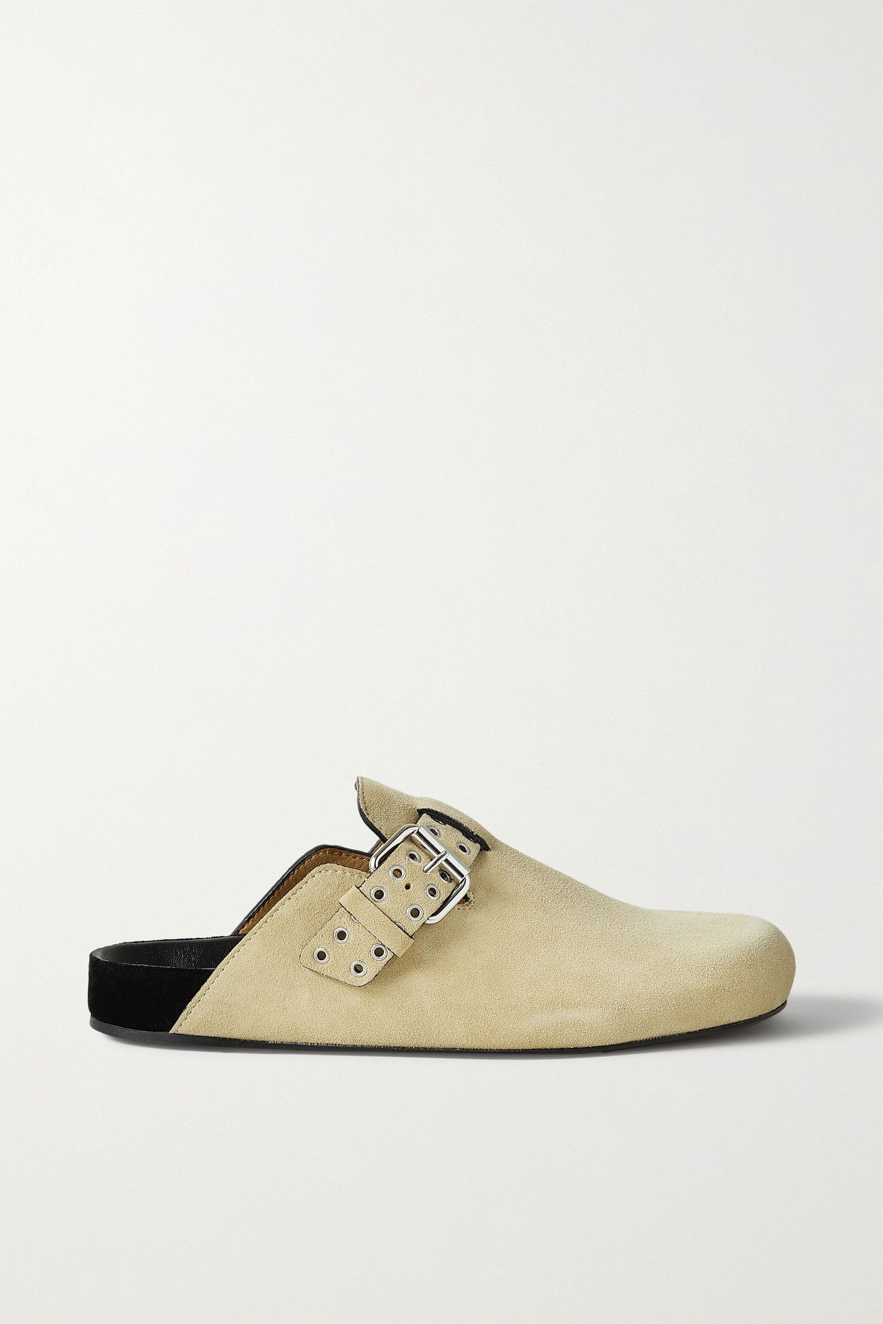 ISABEL MARANT Mirvin Buckled Suede Slippers in Ecru | Endource