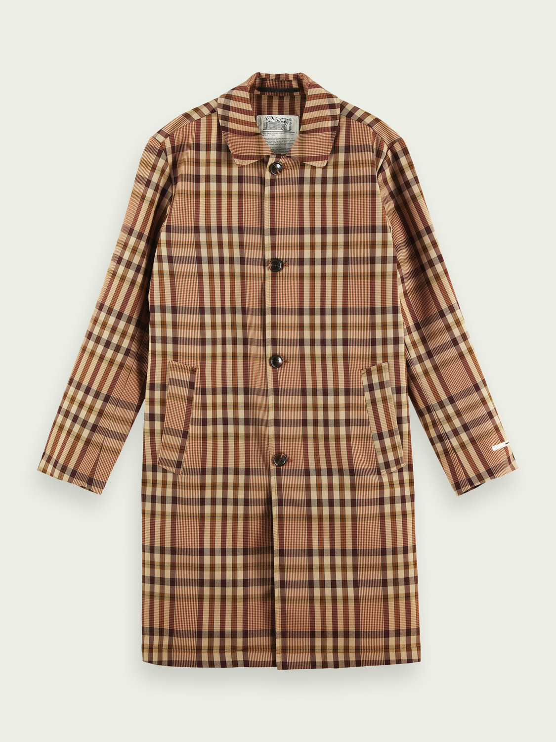 SCOTCH & SODA Classic Checked Yarn-Dyed Trench Coat in Combo A | Endource