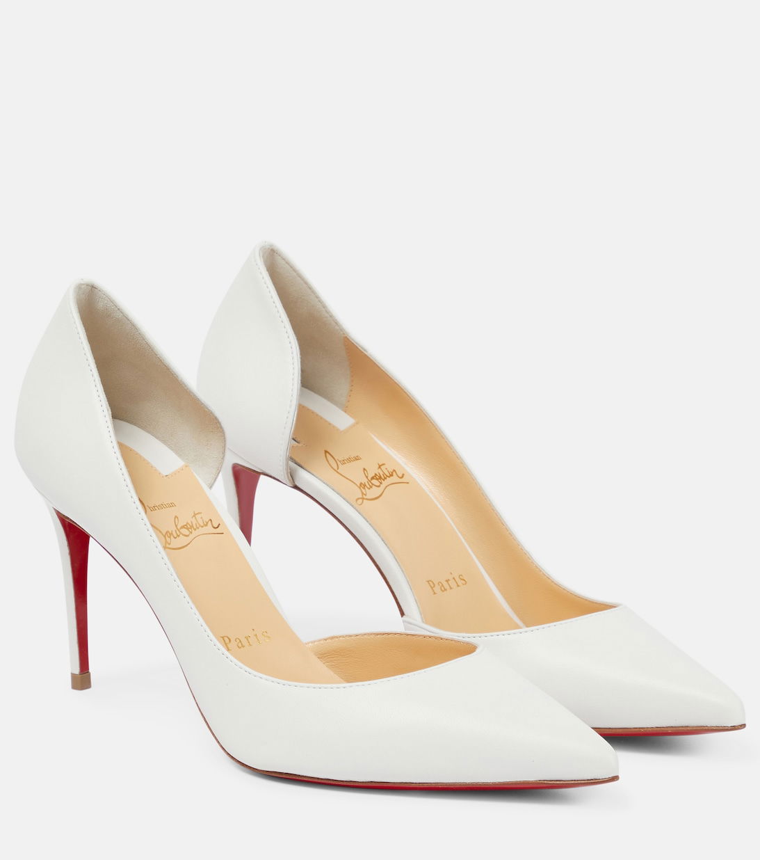 CHRISTIAN LOUBOUTIN Iriza 85 Leather Pumps in White | endource