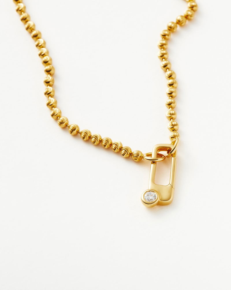 MISSOMA Articulated Beaded Paperclip Pendant Chain Necklace in 18ct ...