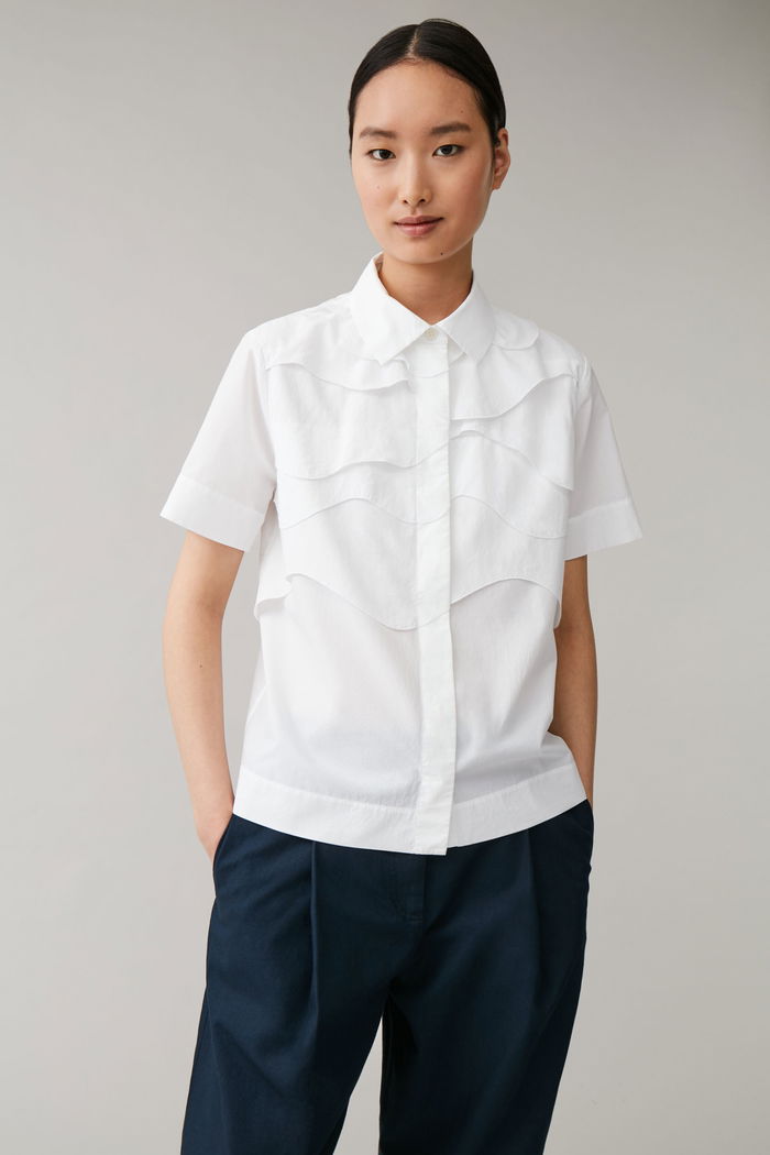 COS Layered Cotton Shirt in white | endource