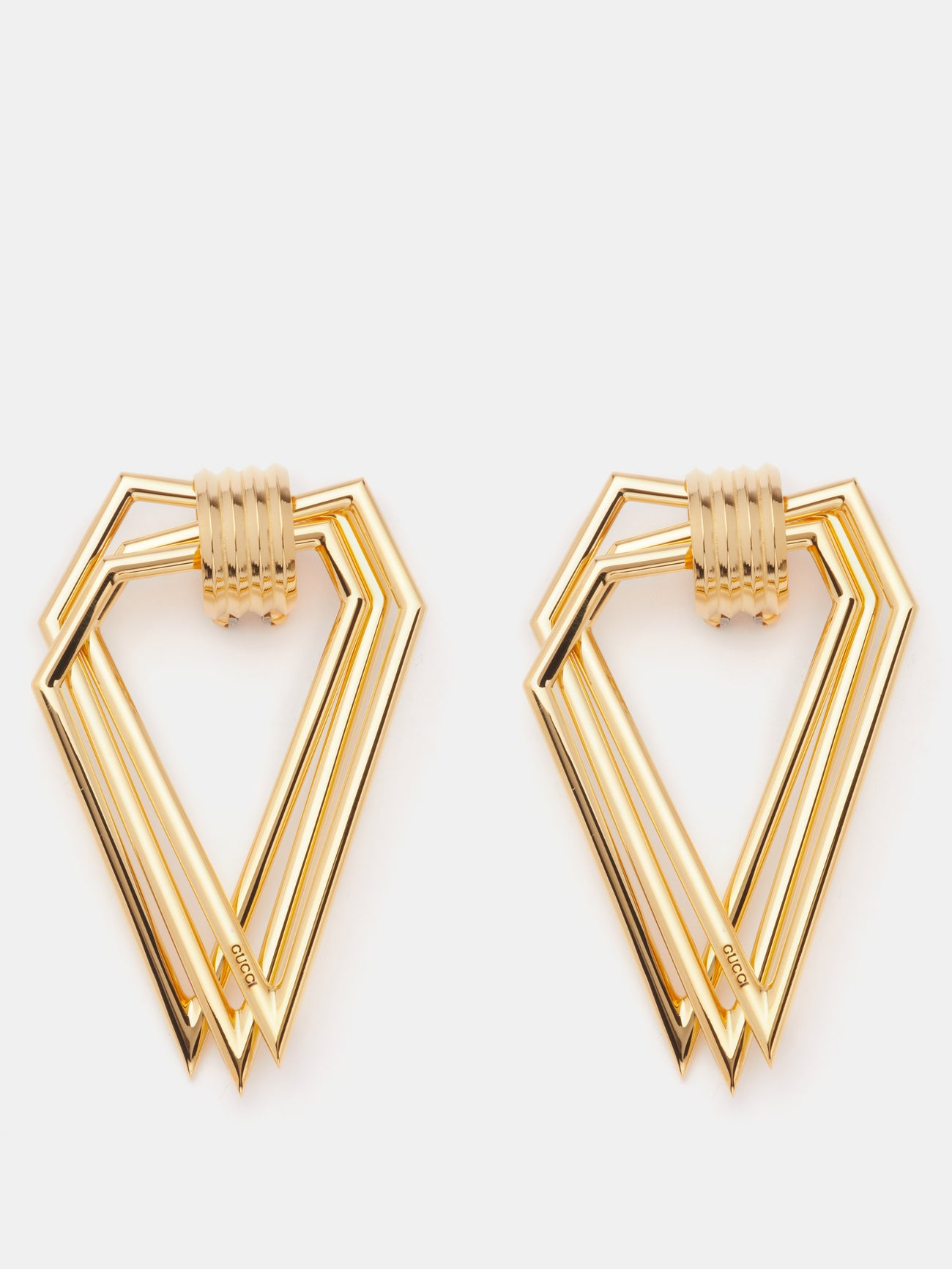 GUCCI Geometric Triangle Clip Earrings in Gold | Endource