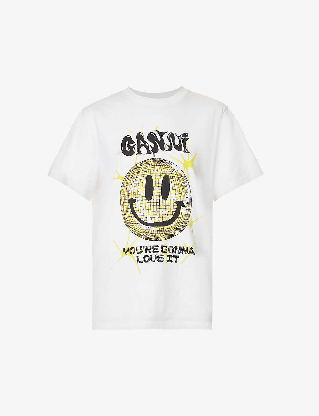 GANNI Smiley T-Shirt in BRIGHTWHITE | endource