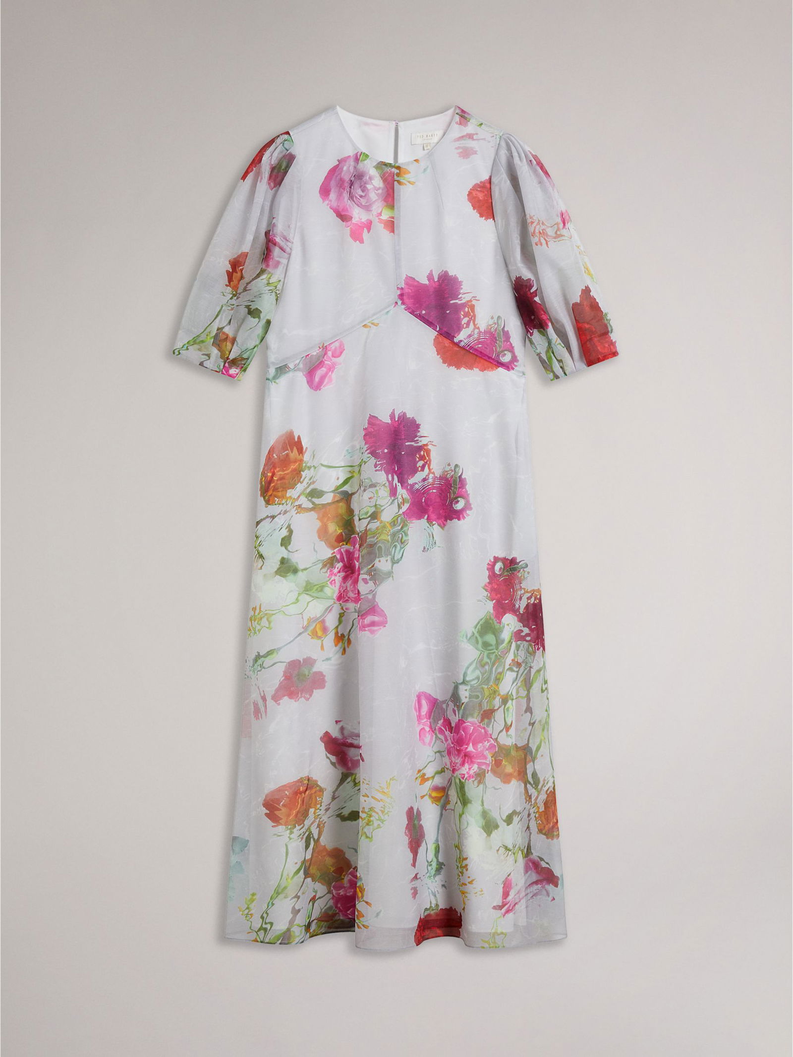 TED BAKER Mekayla Floral Midi Dress in White/Multi | Endource