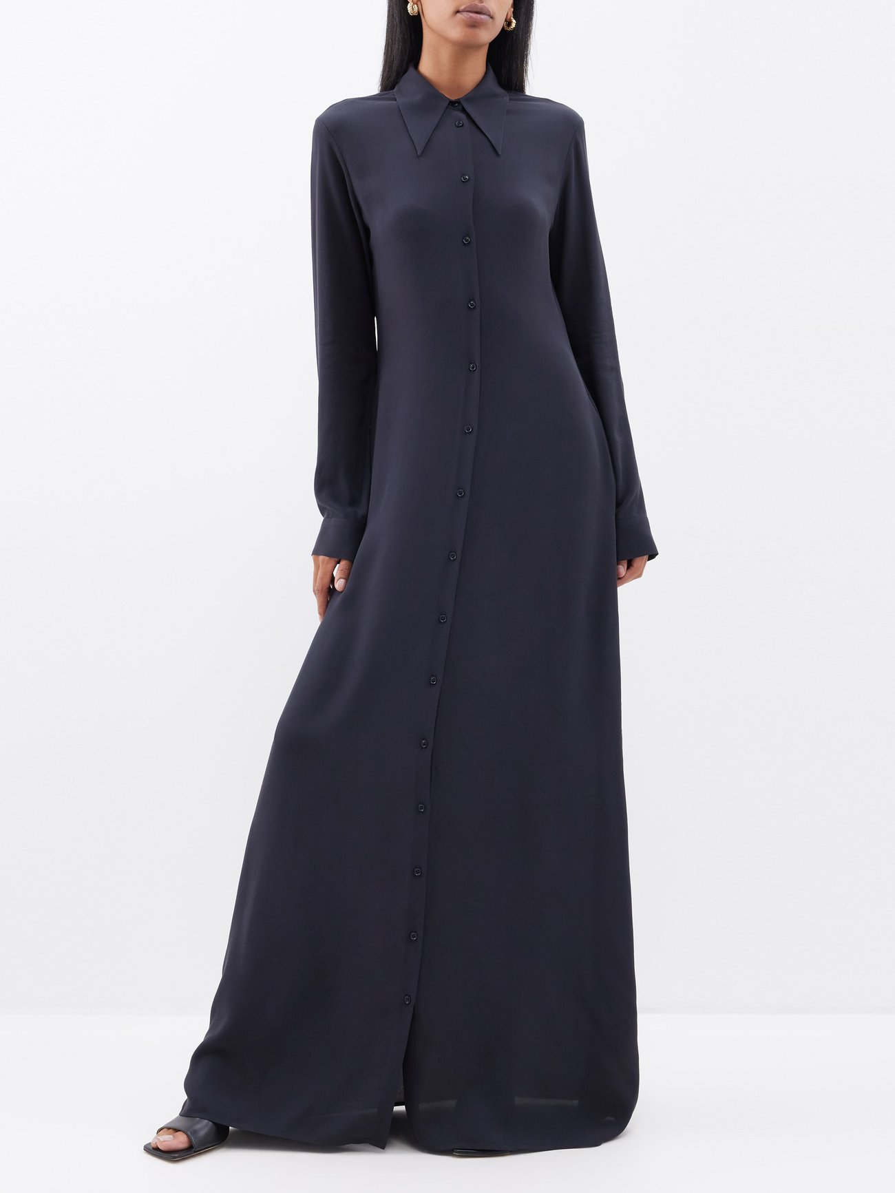 RAEY Silk Maxi A-Line Shirt Dress | endource