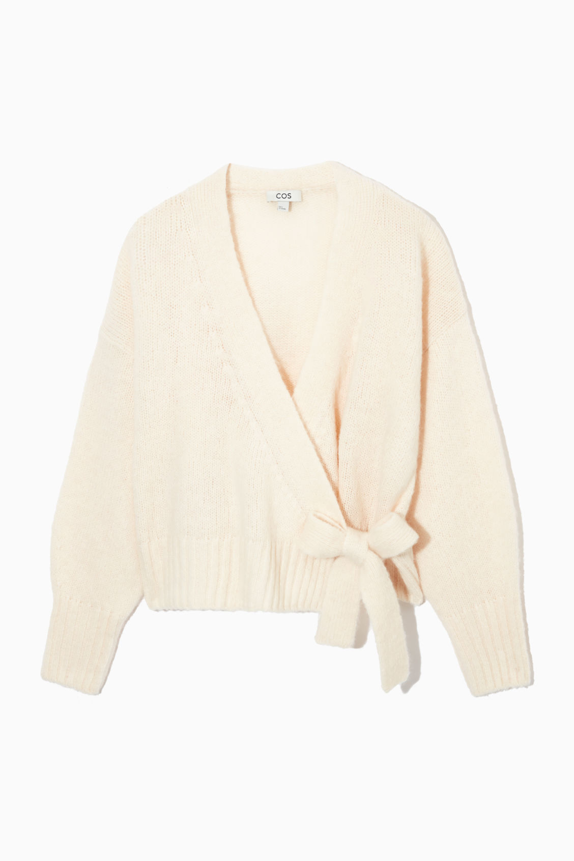 COS Wool-Blend Wrap-Over Cardigan in CREAM | endource