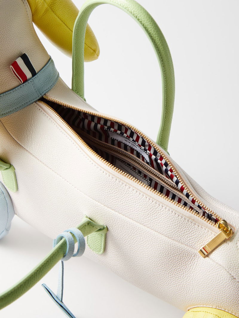 Thom Browne Hector Grained-Leather Cross-Body Bag in White | Endource