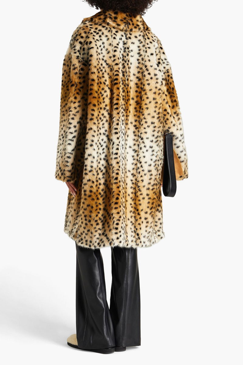 STAND STUDIO Minna Leopard-Print Faux Fur Coat in Animal Print | Endource