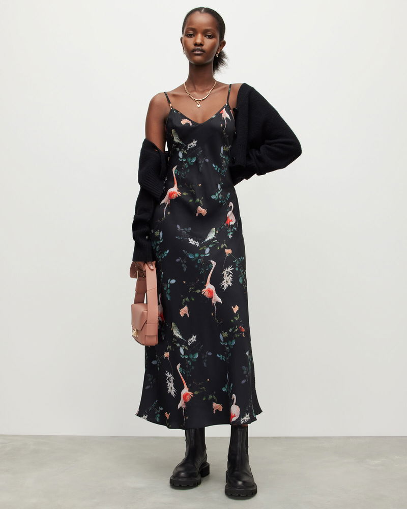 ALLSAINTS Bryony Fabia Midi Dress in Black | Endource