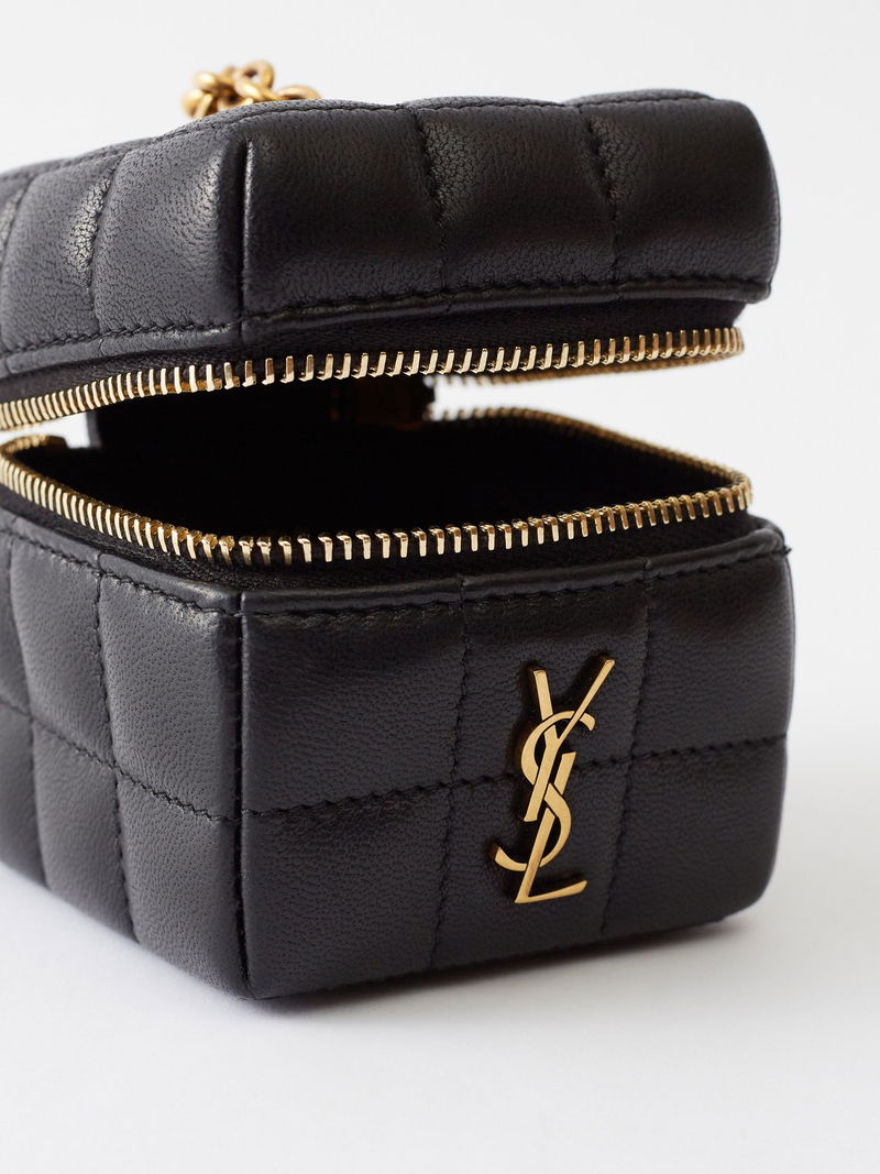 SAINT LAURENT YSL Mini Quilted-Leather Cube Bag in Black | endource
