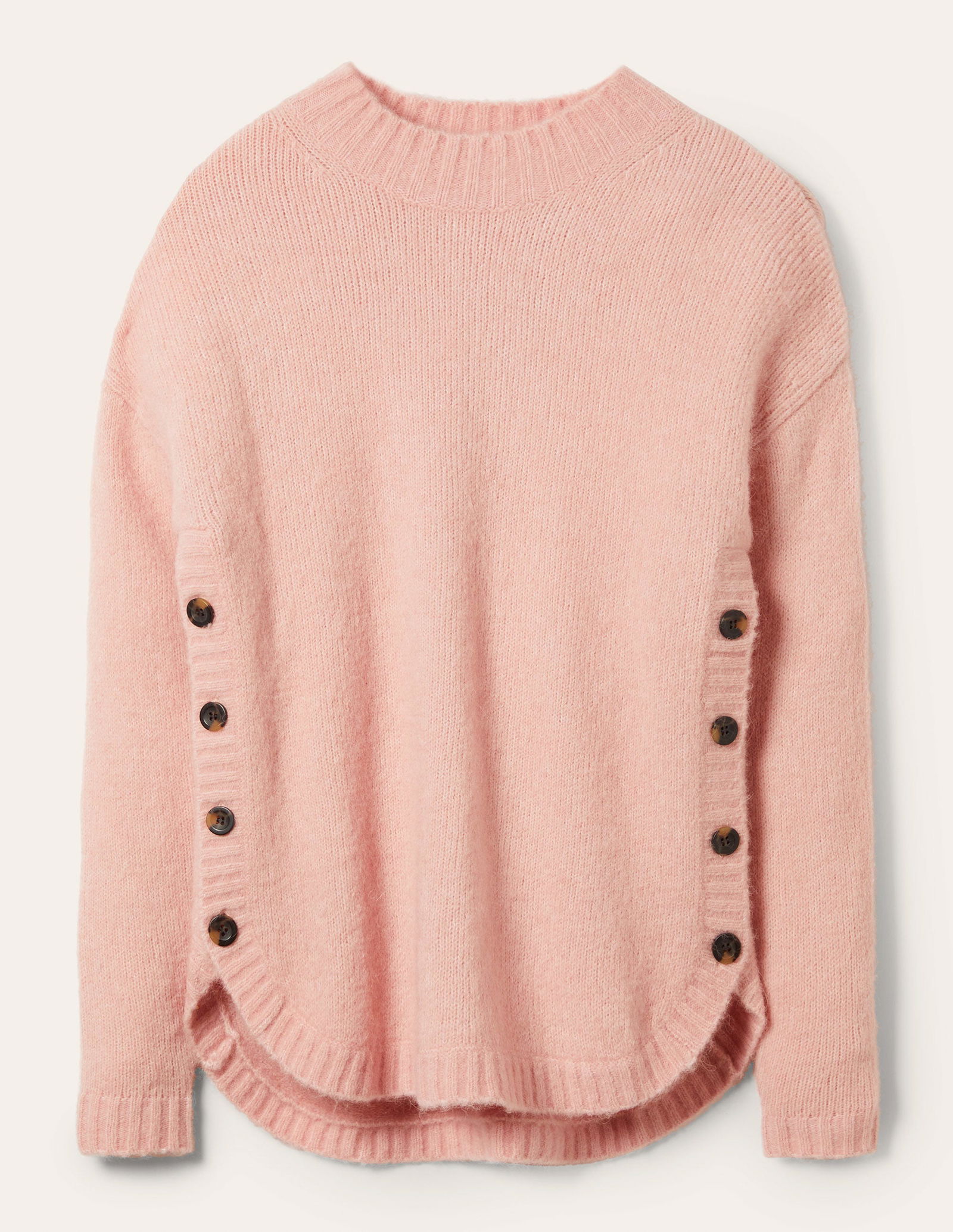 BODEN Fluffy Side Button Jumper in Milkshake | endource