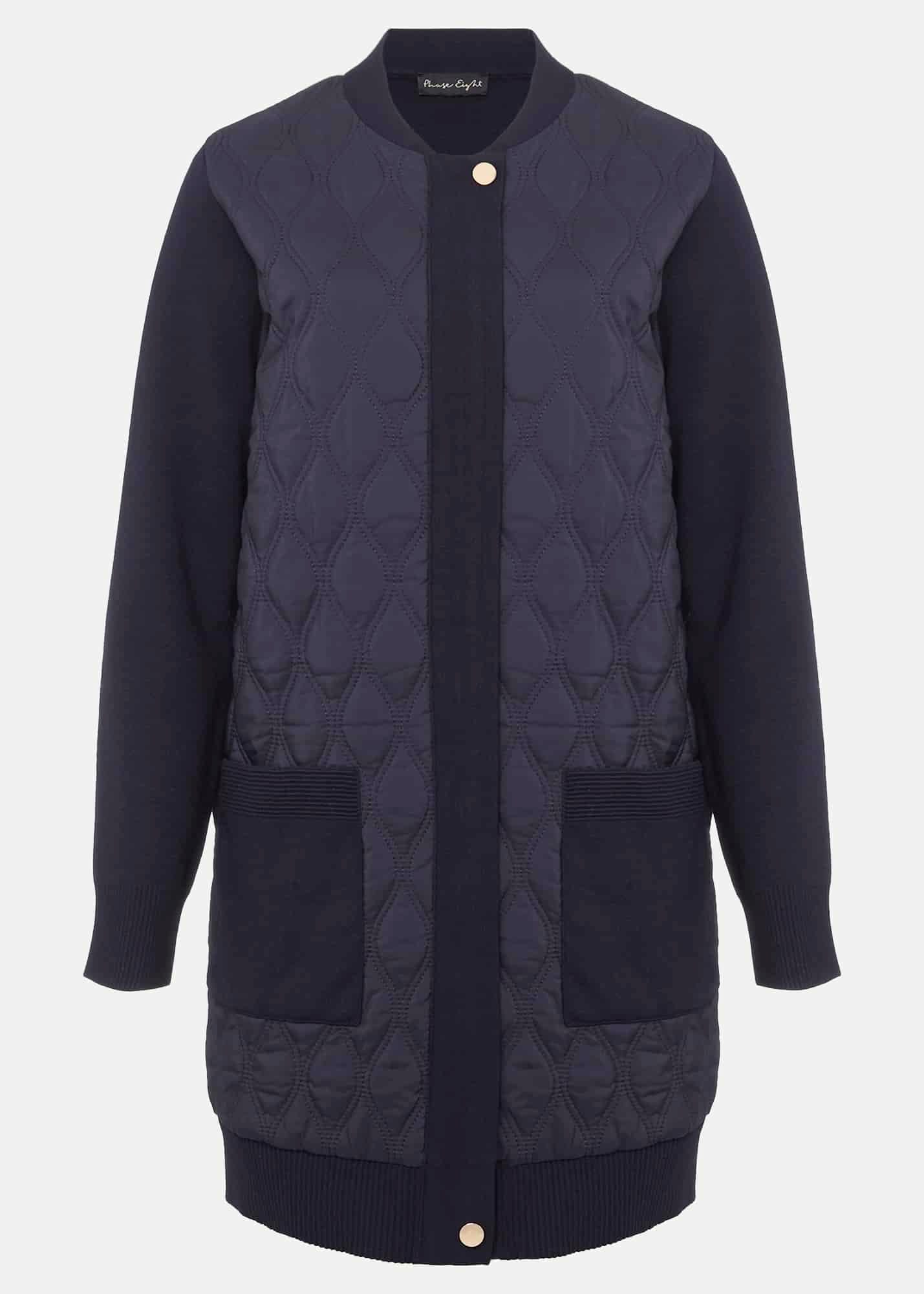 PHASE EIGHT Zadie Quilted Knit Coatigan in Navy | endource