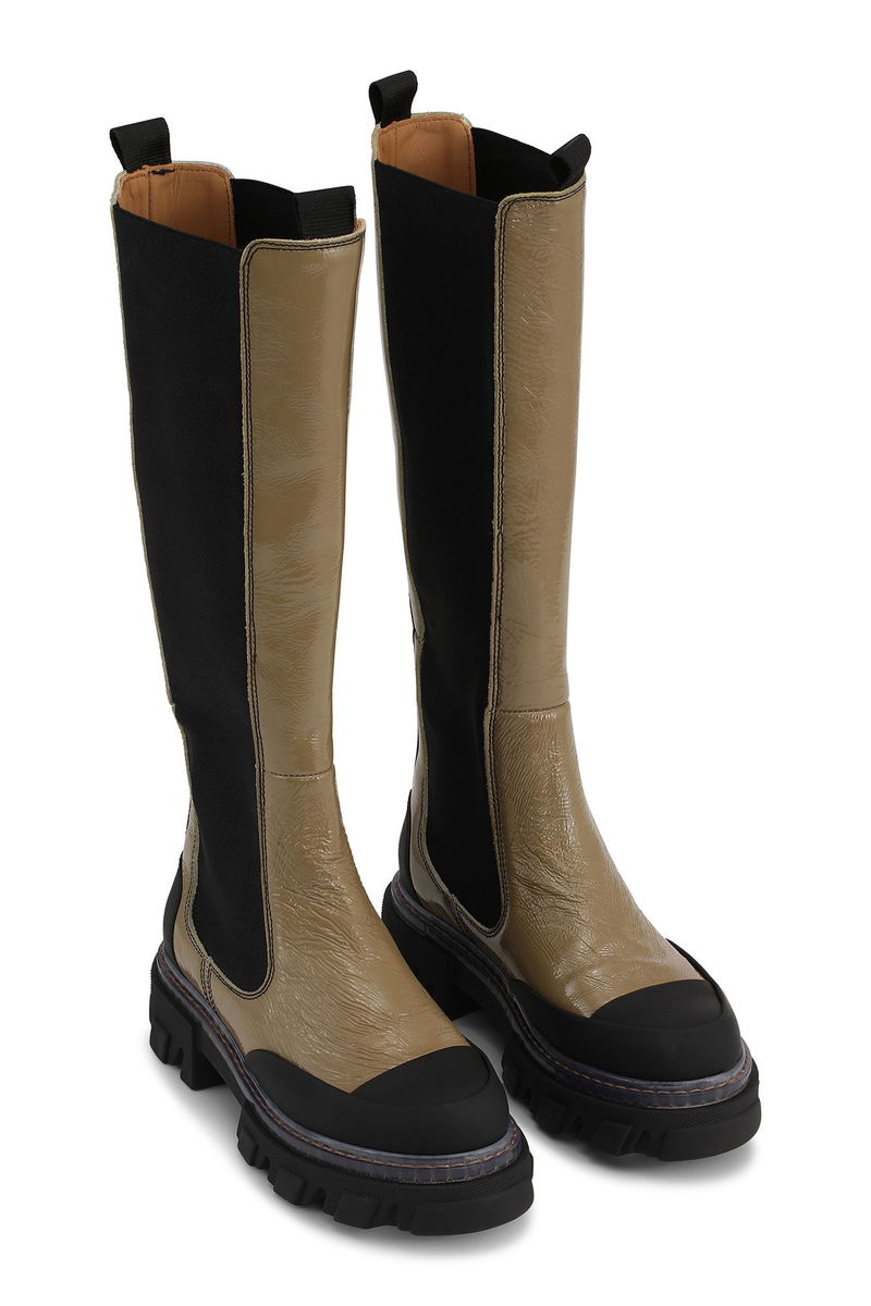 GANNI Cleated High Chelsea Boot Transp Welt Naplack | Endource