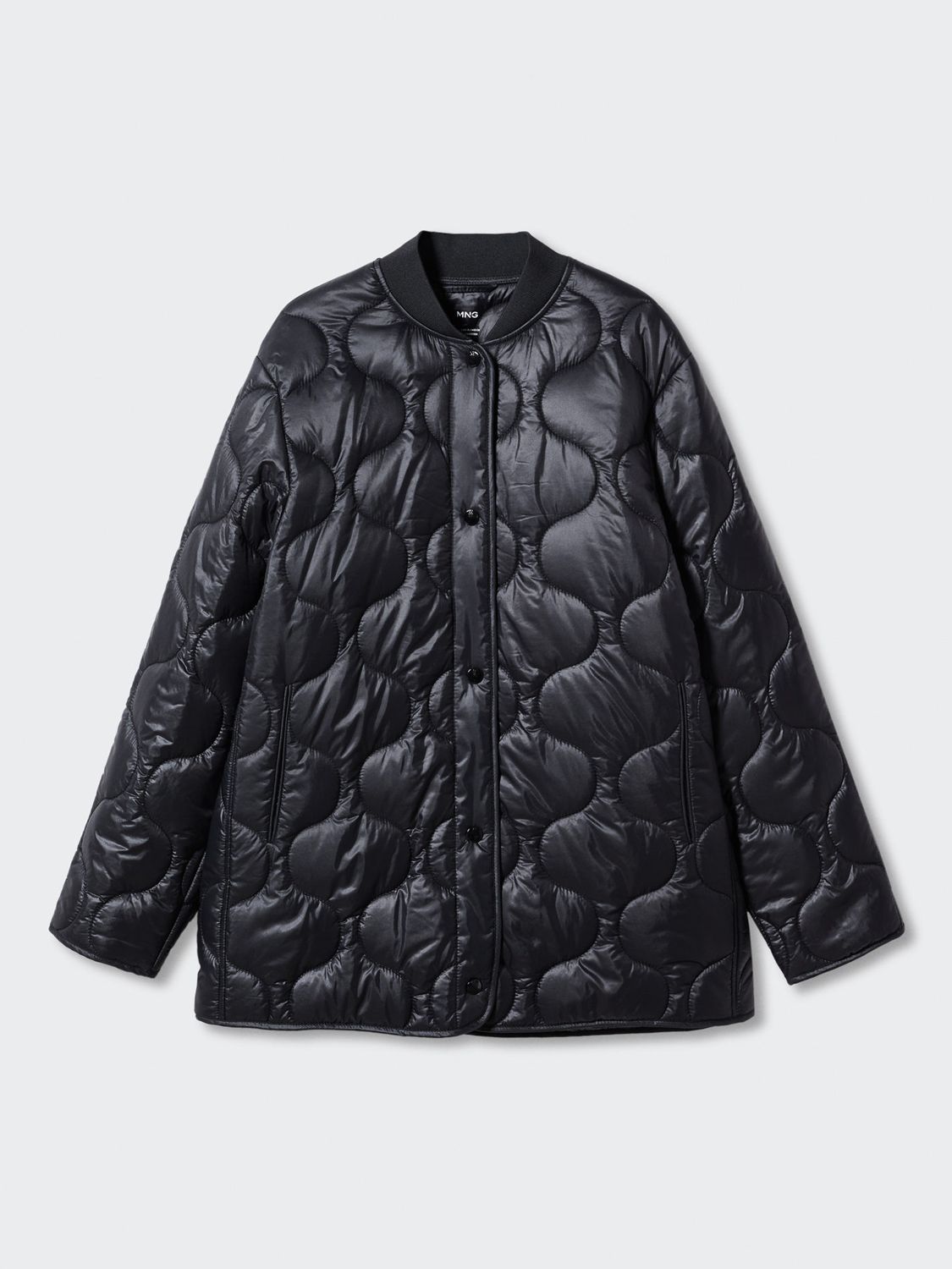 MANGO Onion Quilted Jacket in Black | endource
