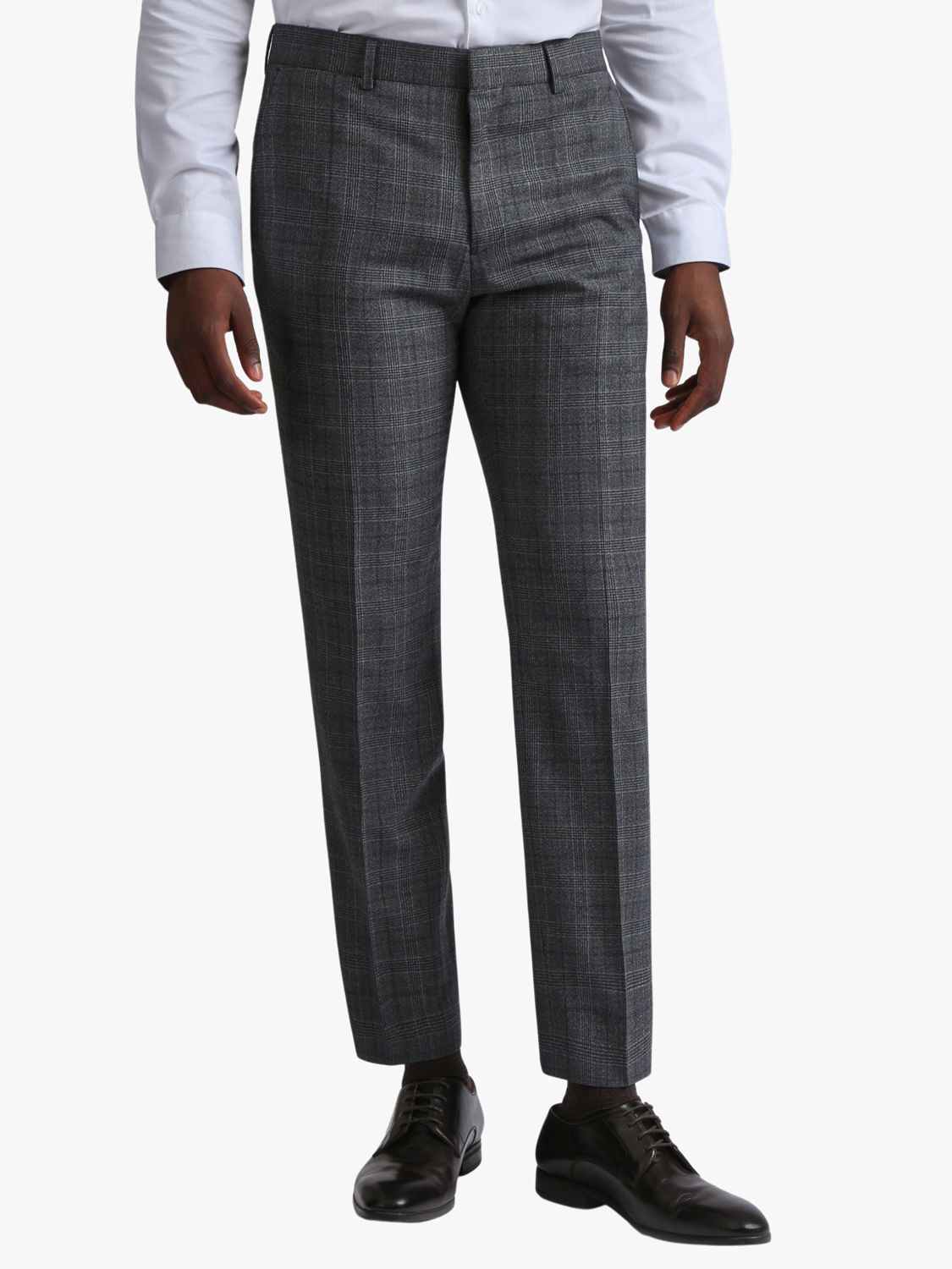 TED BAKER Zion Slim Fit Wool Trousers in Charcoal Check | endource