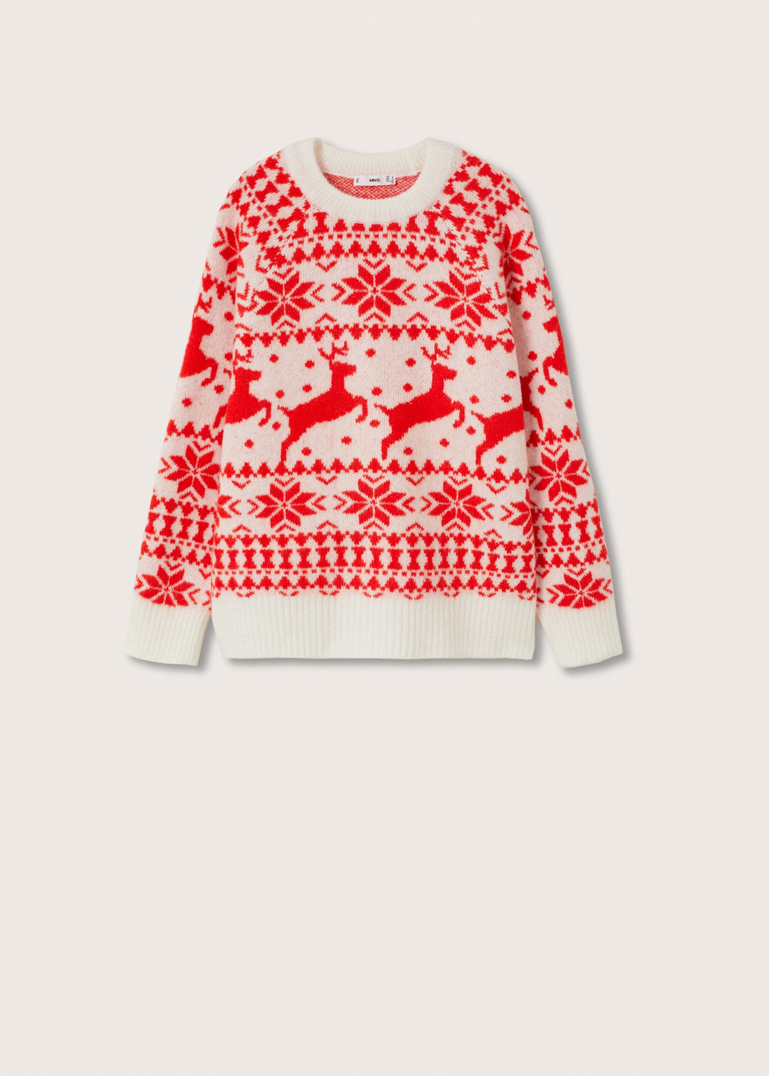 MANGO Christmas Jacquard Sweater in Ecru | Endource