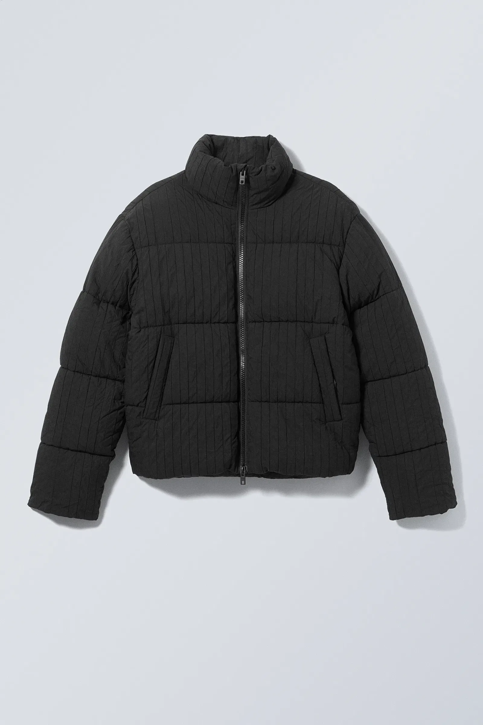 WEEKDAY Ben Rib Puffer Jacket in Black | endource