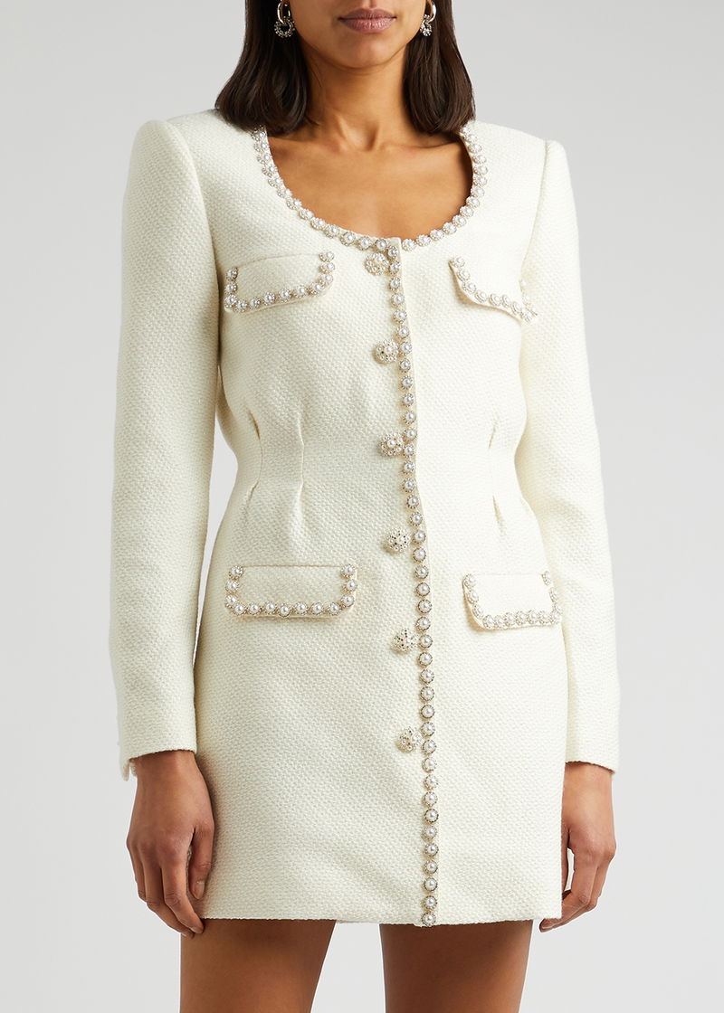 SELF-PORTRAIT Embellished Tweed Mini Dress | Endource