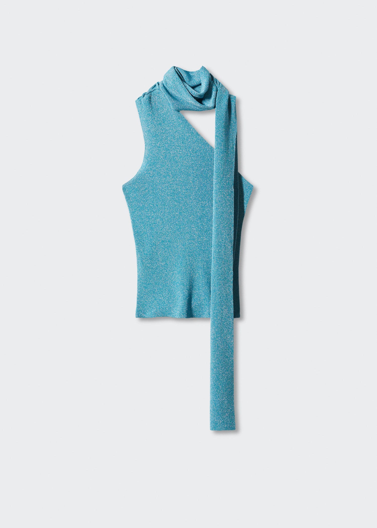 MANGO Asymmetrical Lurex Top in Blue | Endource