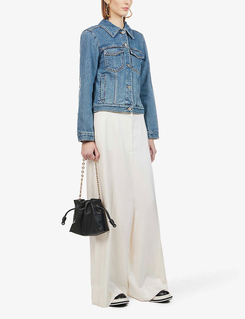 LOEWE Anagram Logo-Patch Denim Jacket in MID BLUE DENIM | Endource