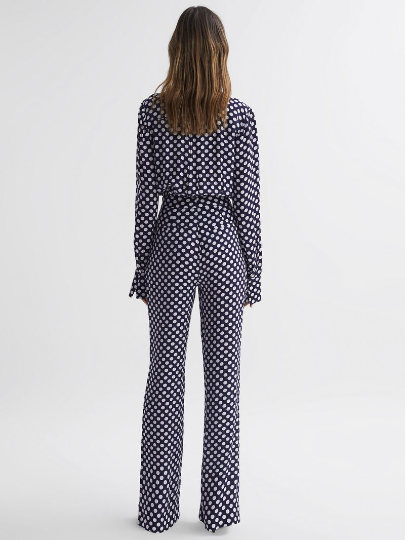 Reiss Frances Wide Leg Polka Dot Jumpsuit In Navy Endource