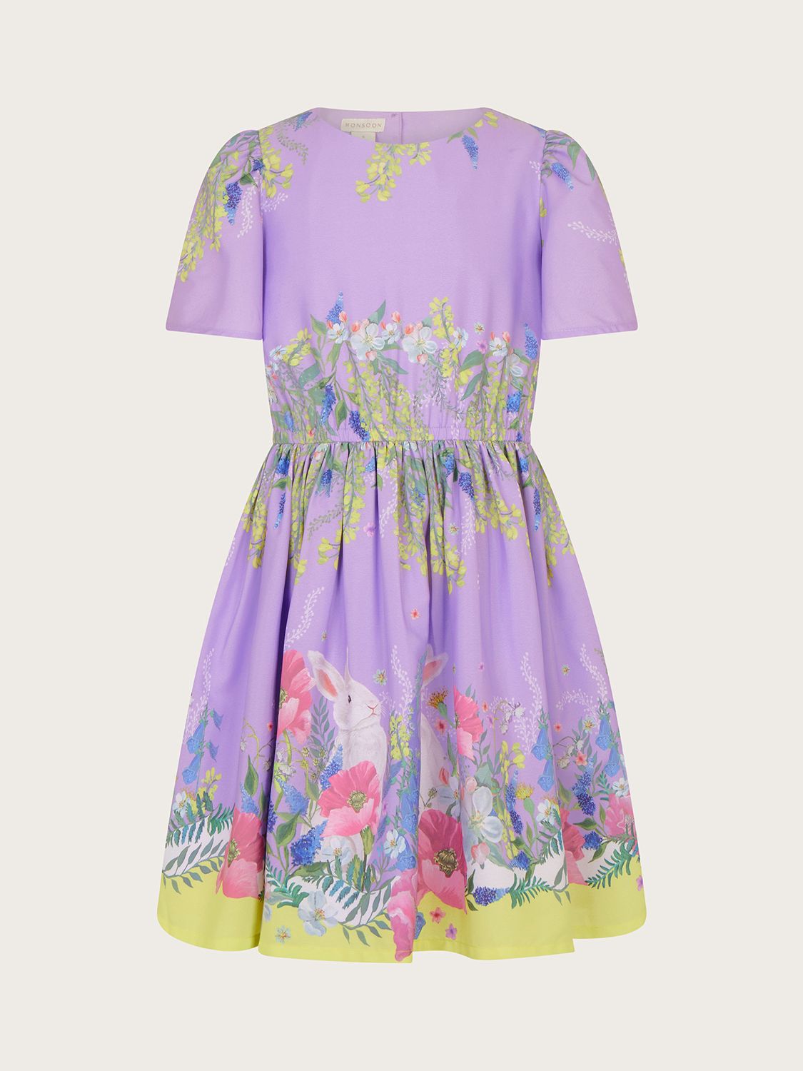 Monsoon Bunny Floral Border Dress in Lilac | endource