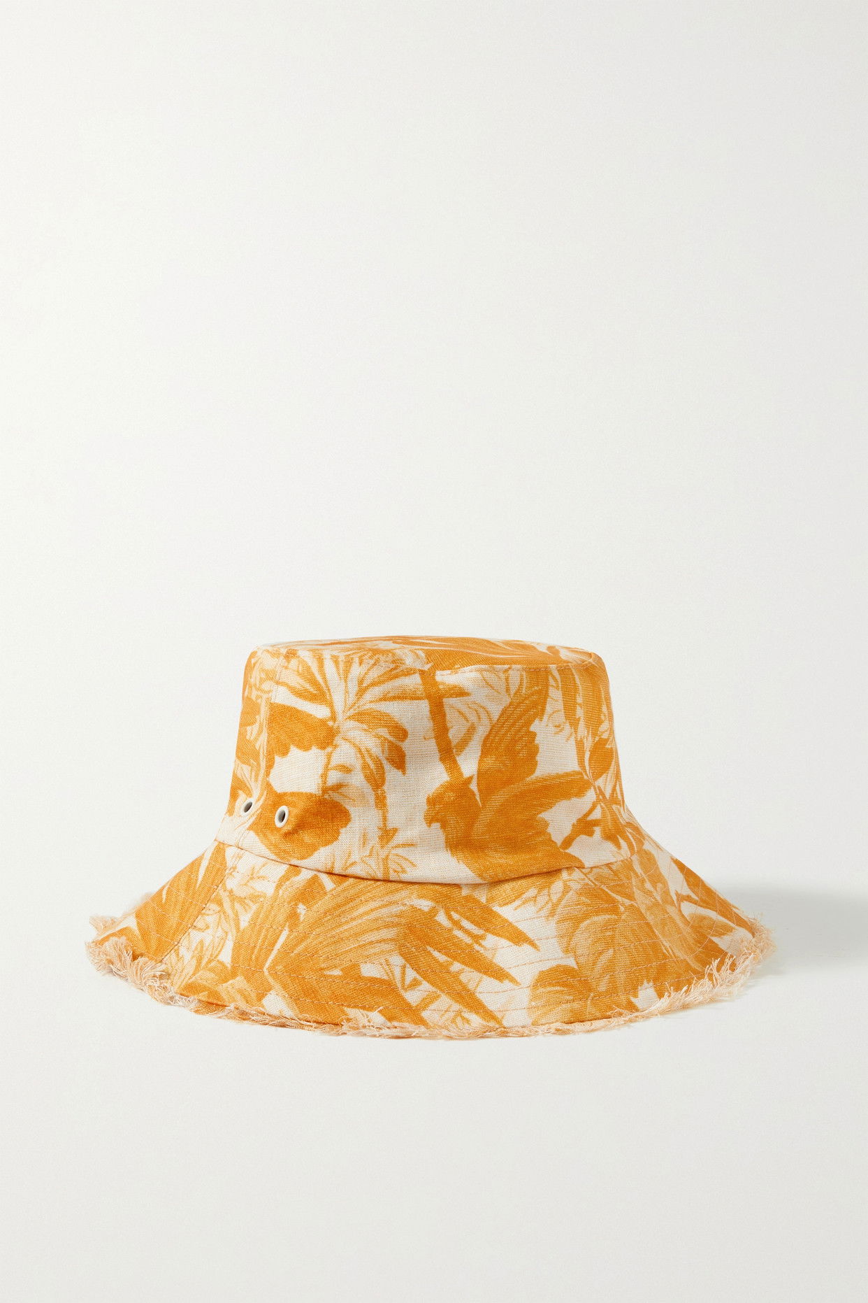ZIMMERMANN Printed Linen-Twill Bucket Hat in Orange | endource