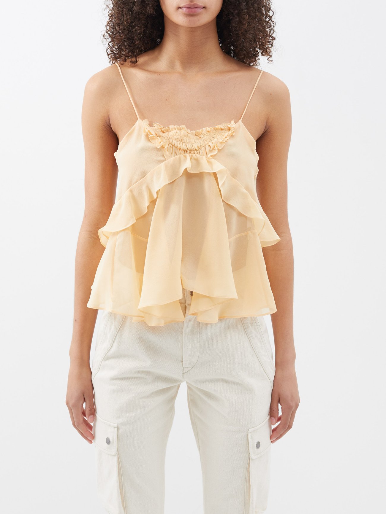 ISABEL MARANT Tamila Ruffled Cami Top in Yellow | endource