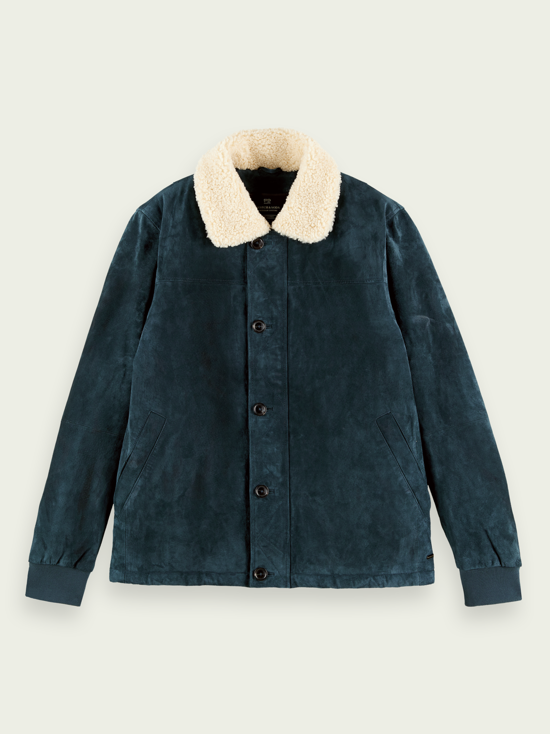 SCOTCH & SODA Sherpa Lined Suede Jacket in Artic Teal | Endource