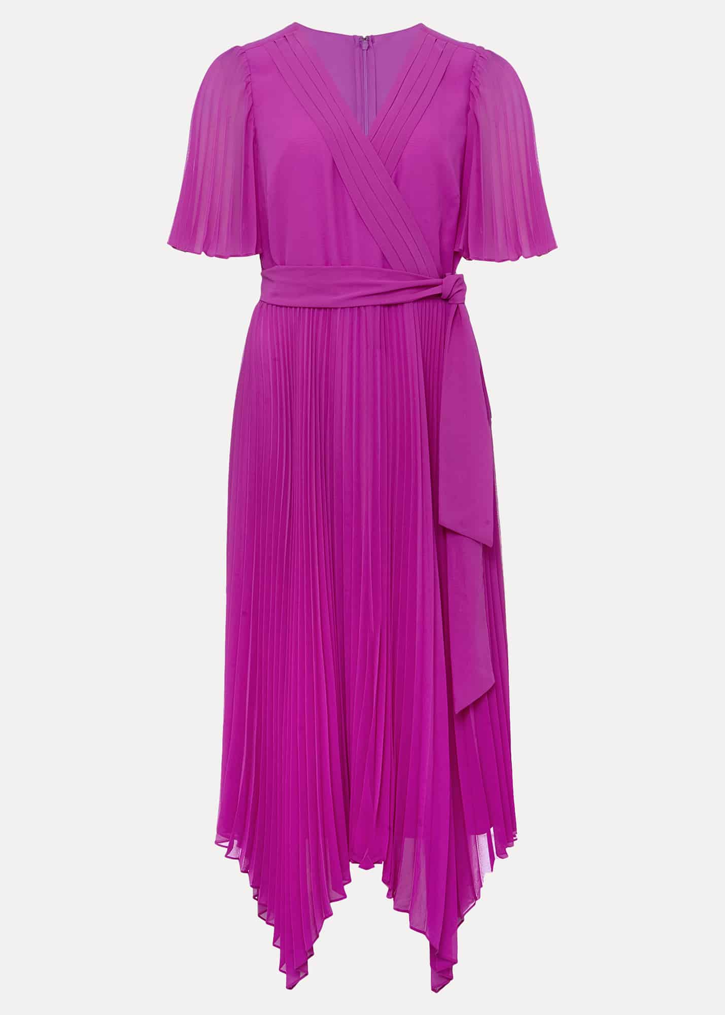 PHASE EIGHT Kendall Pleated Midi Dress in Fuschia | Endource
